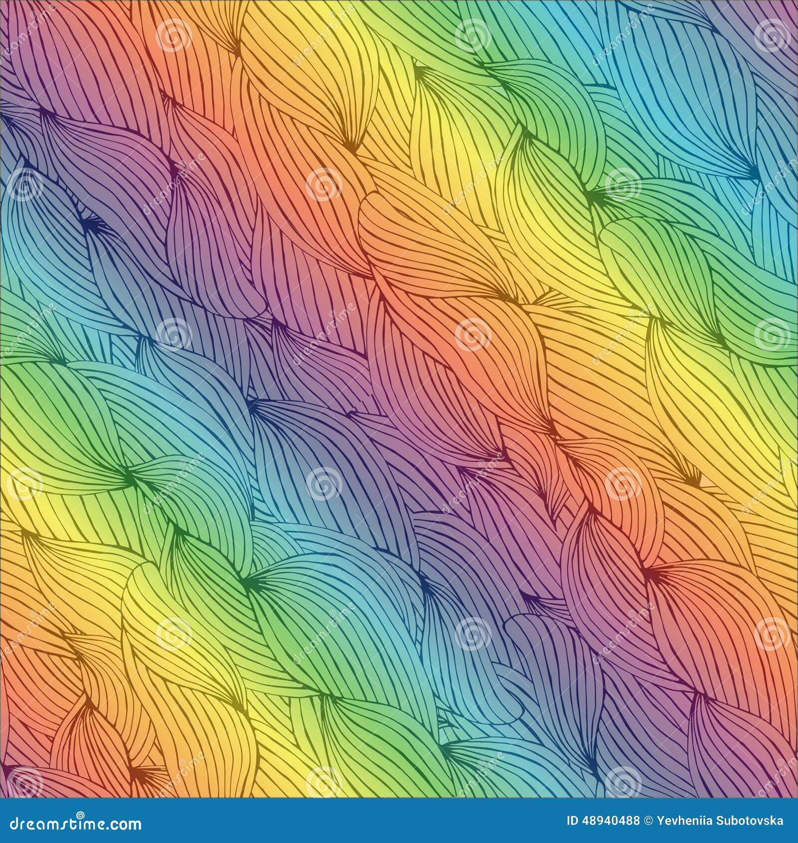 Color Rainbow Abstract Hand-drawn Seamless Pattern with Waves and ...