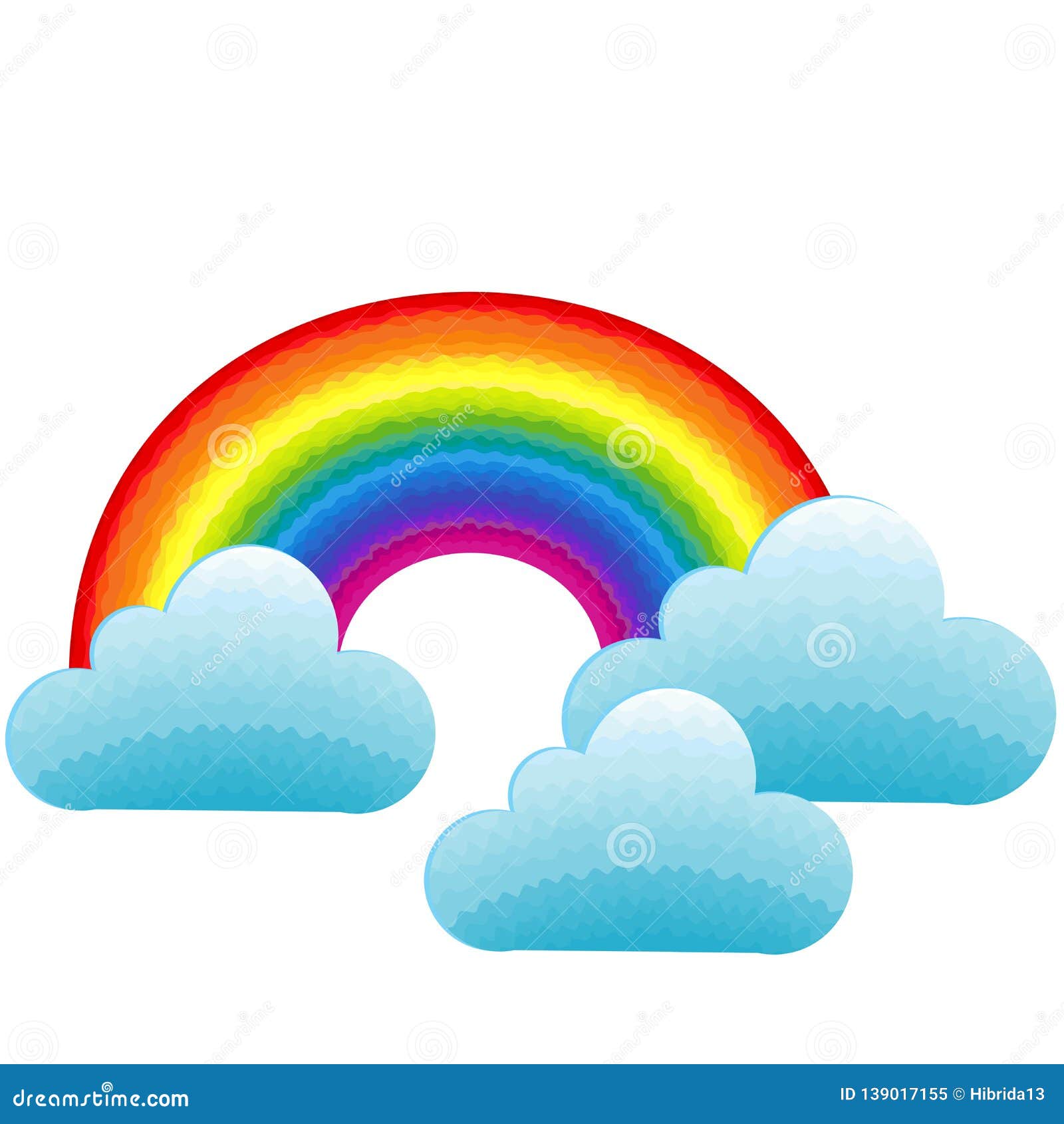 Color rainbow with clouds stock vector. Illustration of light - 139017155