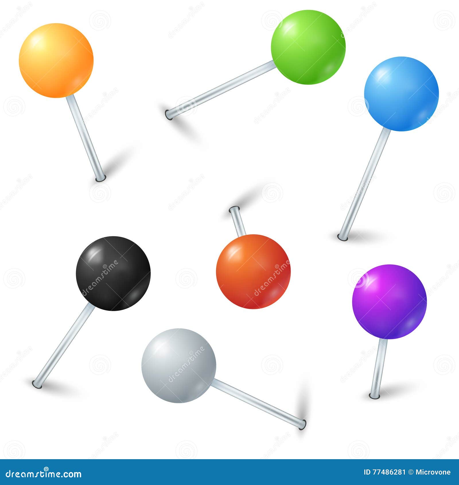 Color Realistic Map Pins Vector Set Stock Vector - Illustration of ...