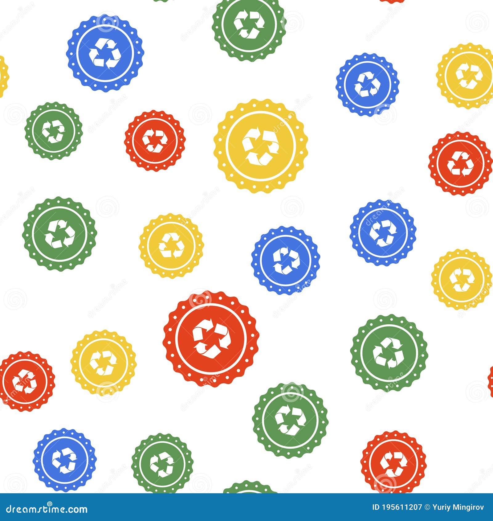 Color Recycle Symbol Label Icon Isolated Seamless Pattern on White ...
