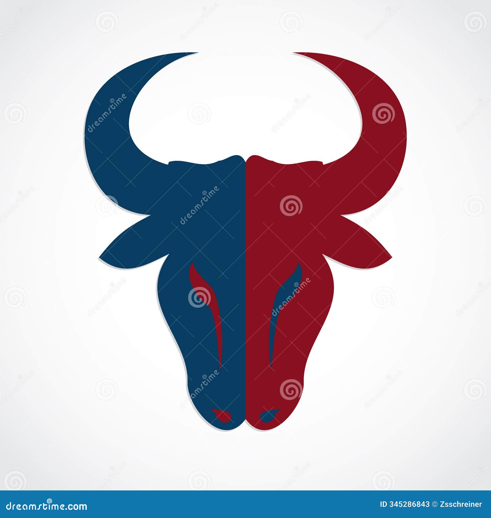 Color Red Blue Bull Head Half Shape Logo Stock Illustration ...