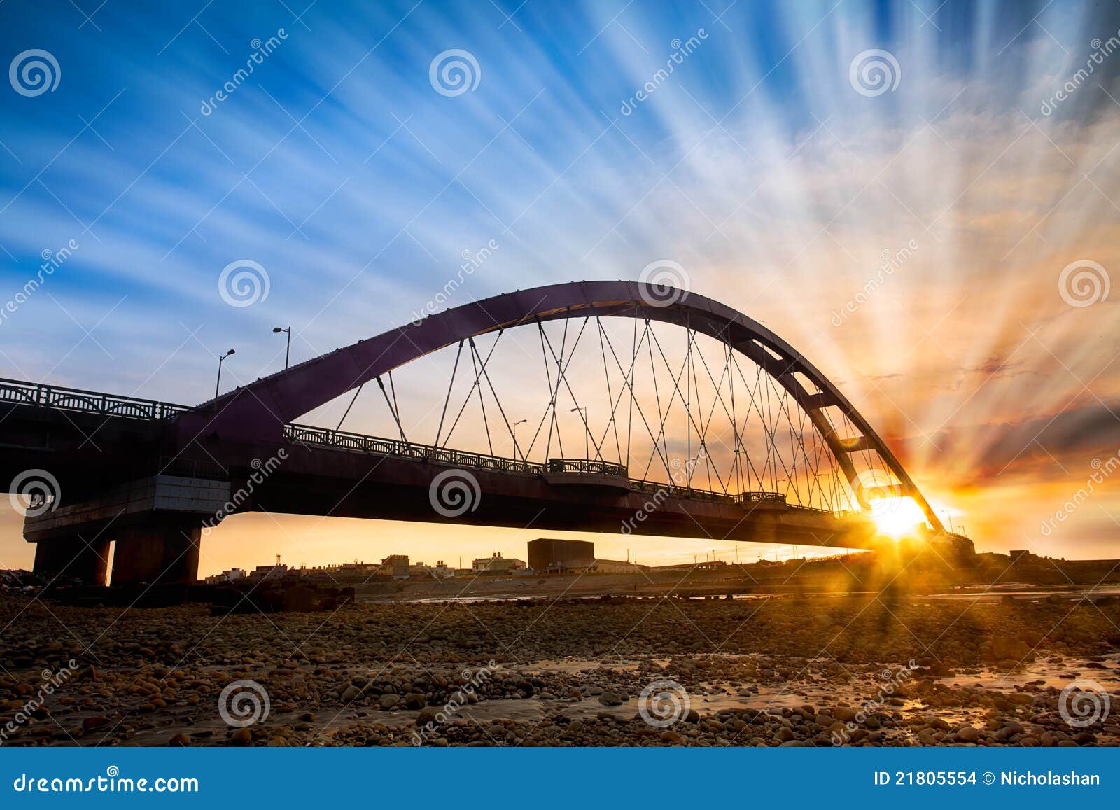 Color Red Bridge Sunset with Nice Background Stock Photo - Image of ...
