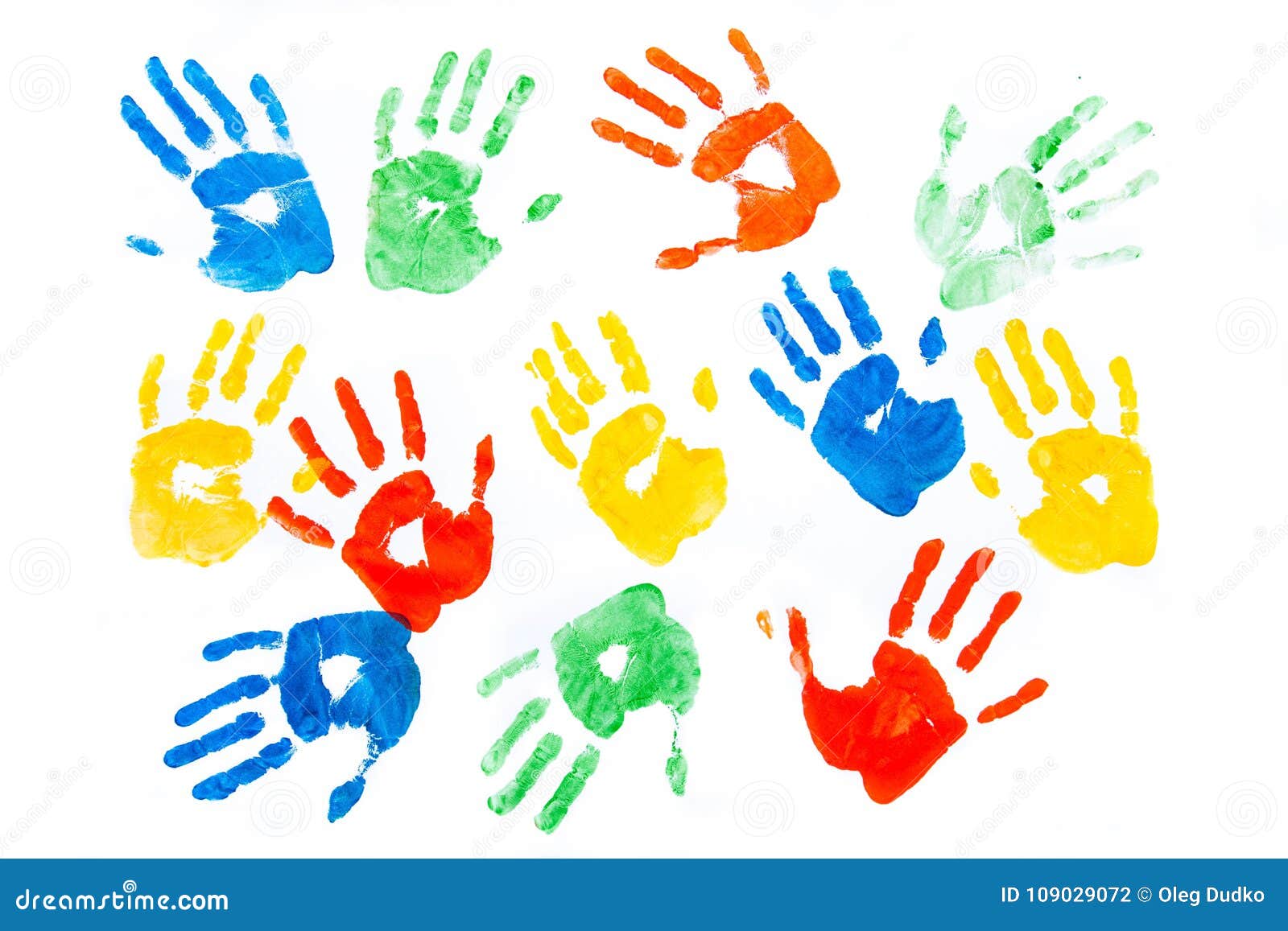 Multicolored Handprints On The White Wall Stock Photography | CartoonDealer.com #32081870