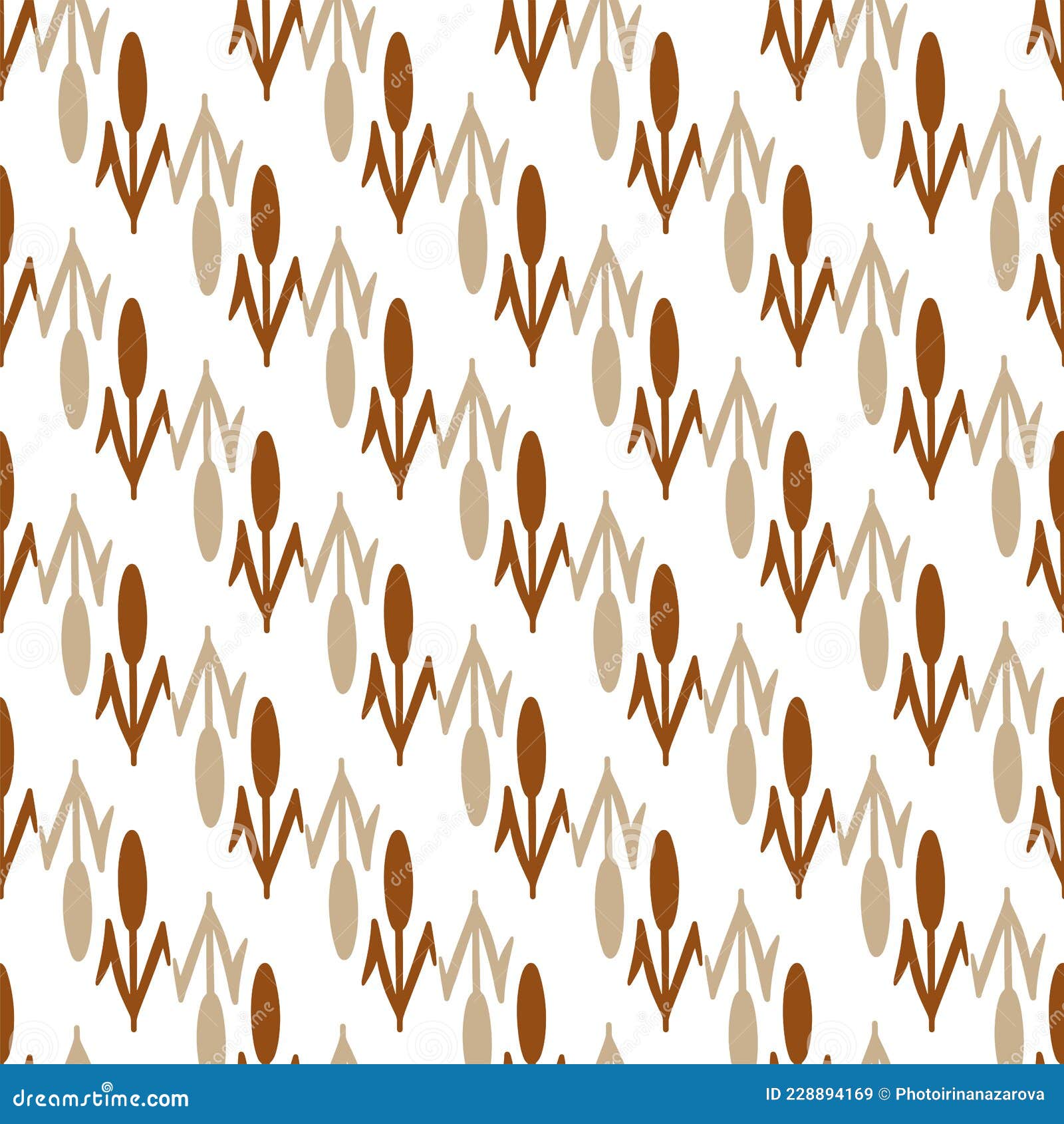 Color Reeds Pattern in Doodle Technique. Vector Illustration Stock ...