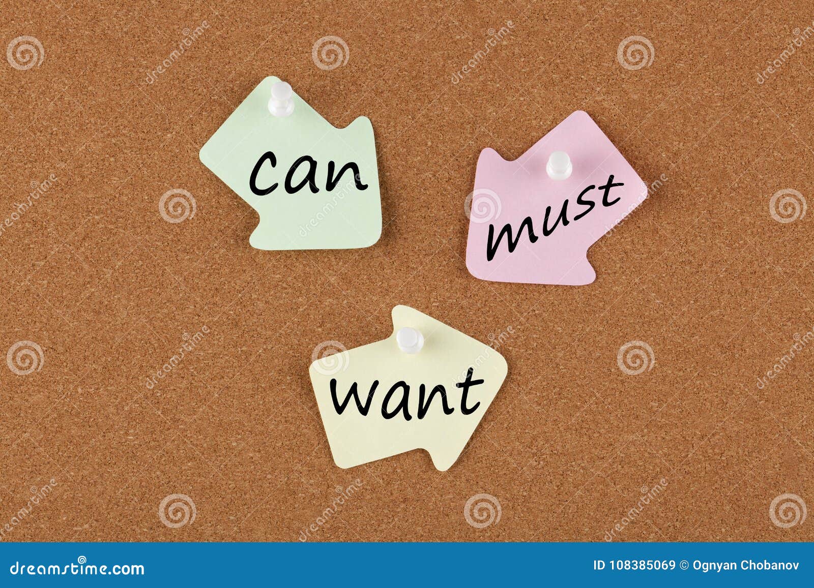 Reminder Notes Written Can,must and Want Stock Image - Image of belief ...