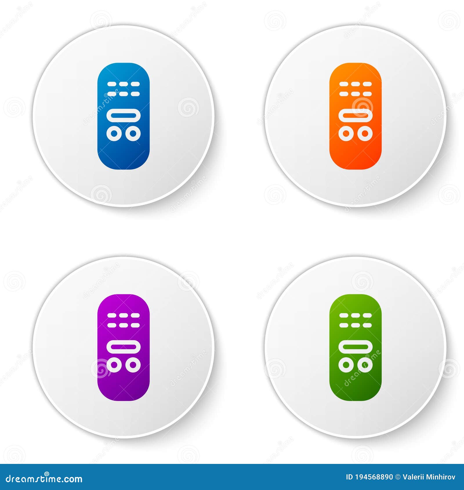 Color Remote Control Icon Isolated on White Background. Set Icons in ...