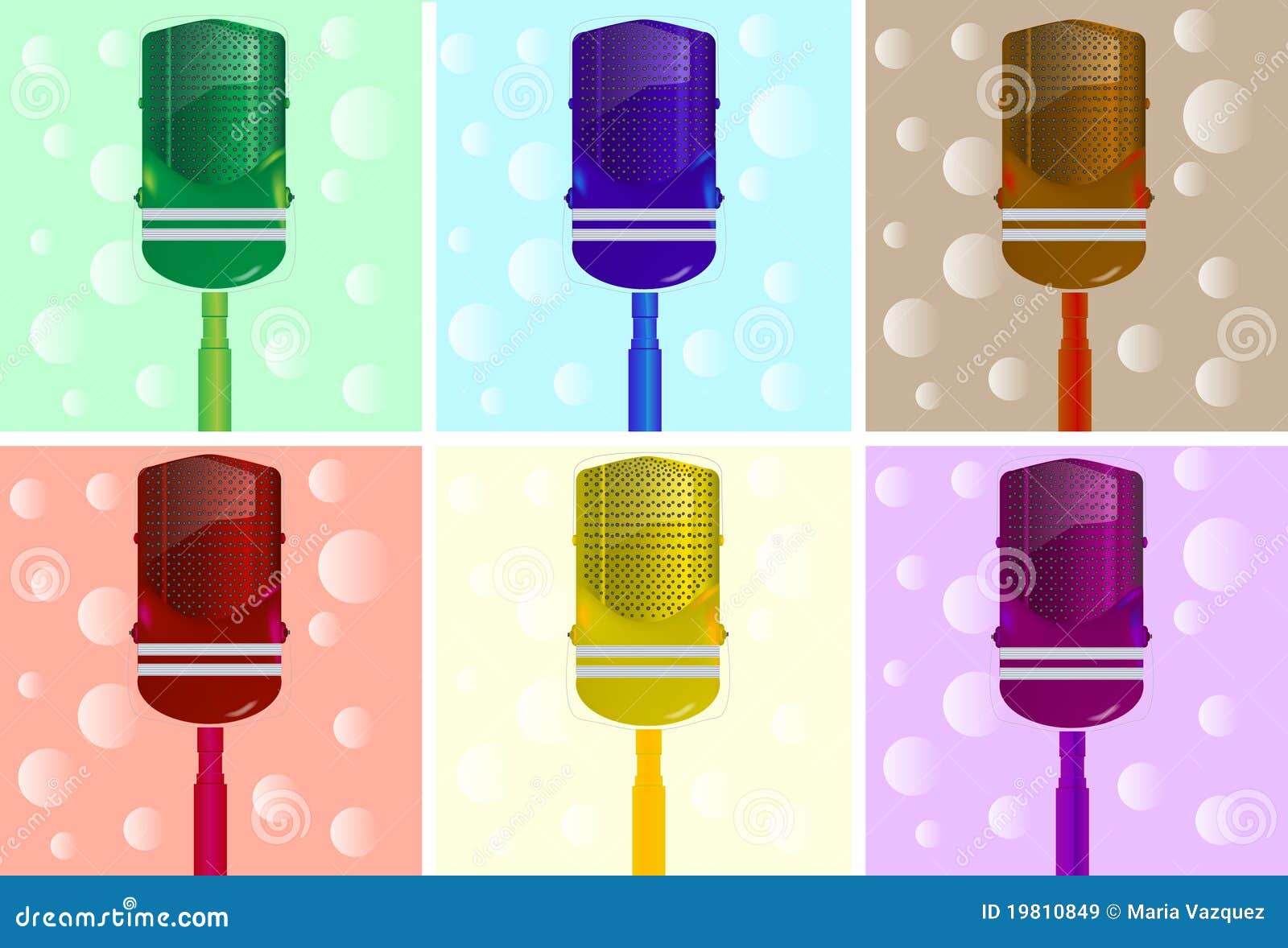 Color retro microphone stock illustration. Illustration of hearing ...