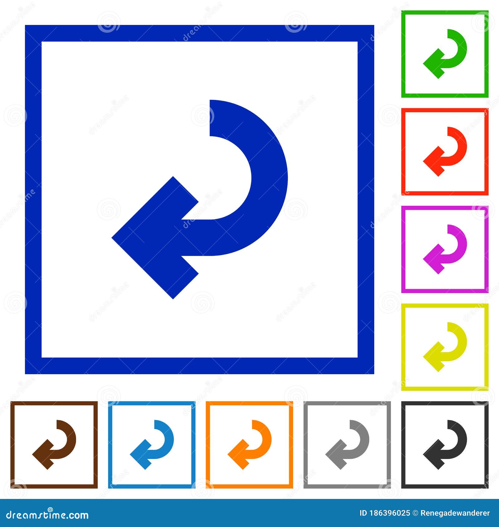 Return Arrow Flat Icons in Frames Stock Vector - Illustration of ...