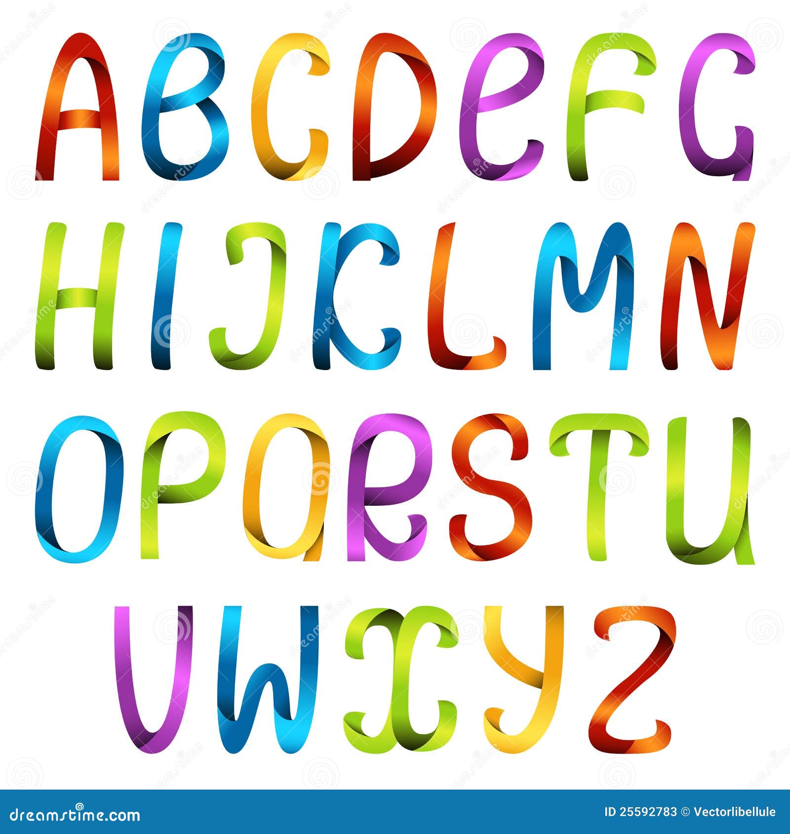 Red Ribbon Alphabet Letters And Numbers On White Background Vector ...