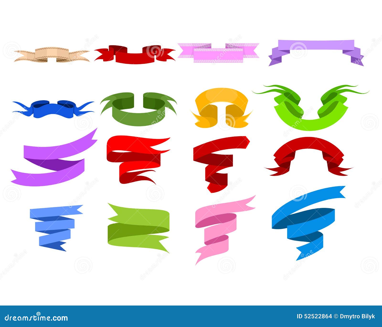 Color ribbons set stock vector. Illustration of label - 52522864