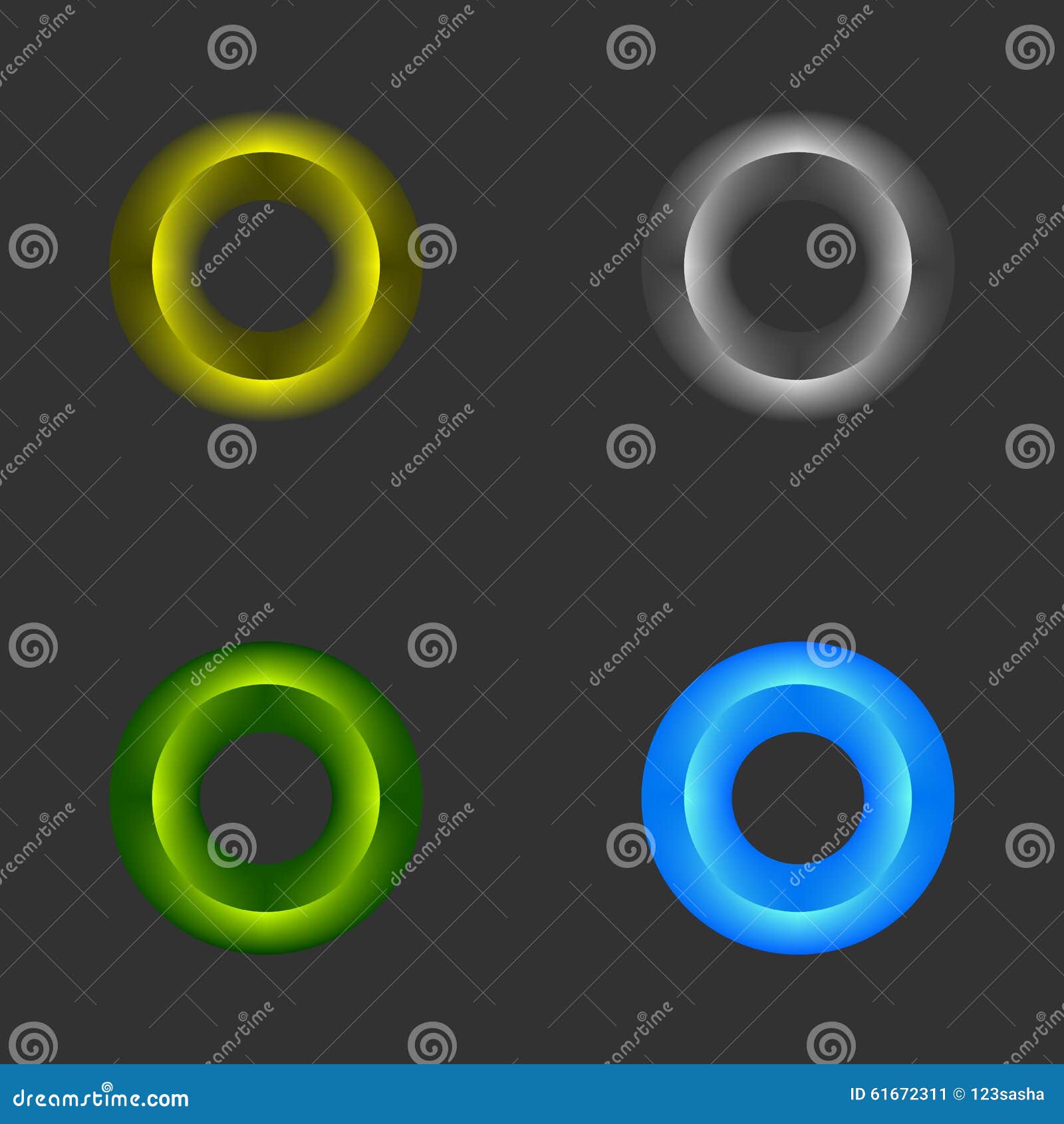 Color Rings on a Black Background Stock Vector - Illustration of design ...