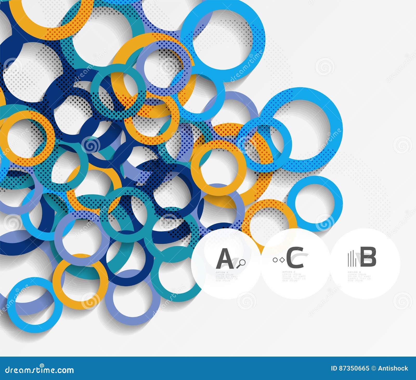 Color Rings with Shadows on Gray Abstract Background Stock Illustration ...