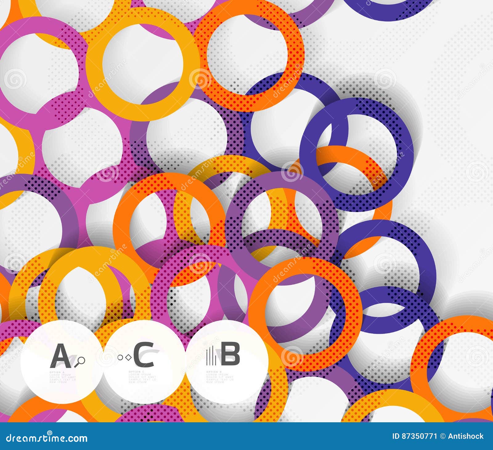 Color Rings with Shadows on Gray Abstract Background Stock Illustration ...