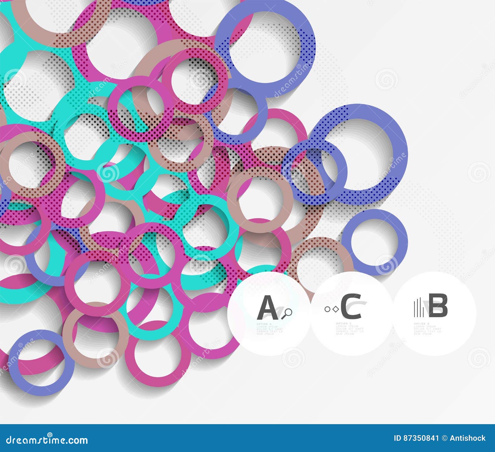 Color Rings with Shadows on Gray Abstract Background Stock Illustration ...