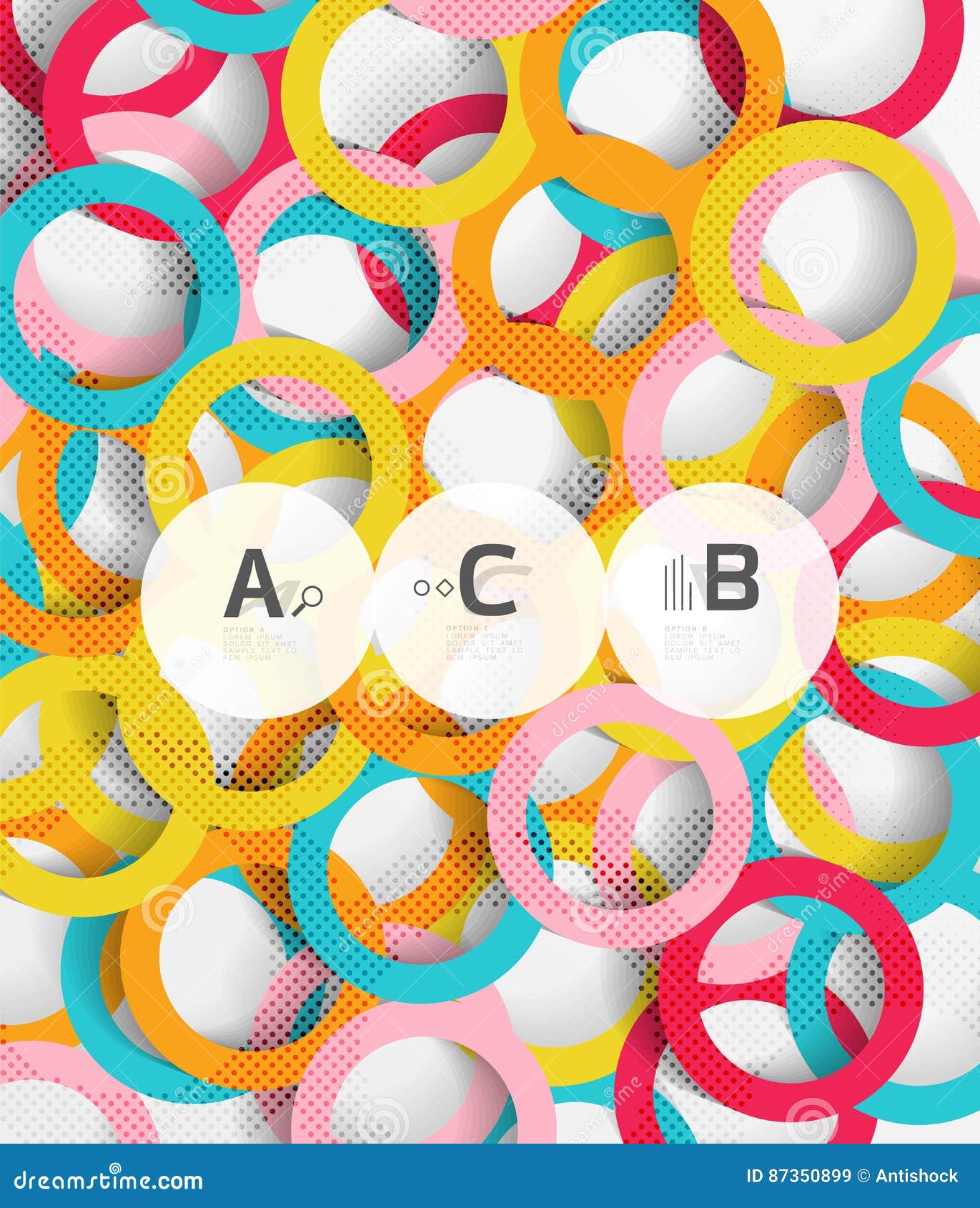 Color Rings with Shadows on Gray Abstract Background Stock Illustration ...