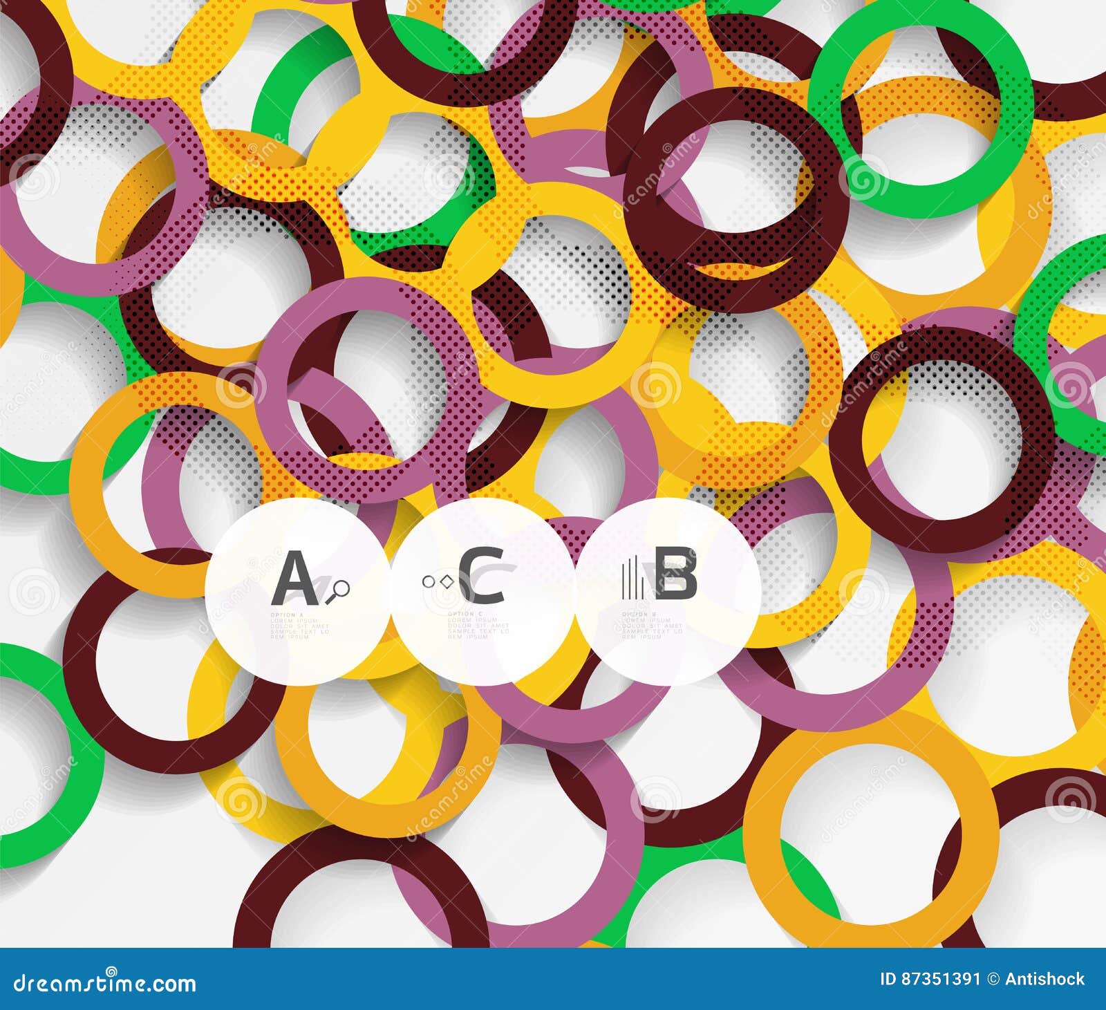 Color Rings with Shadows on Gray Abstract Background Stock Illustration ...