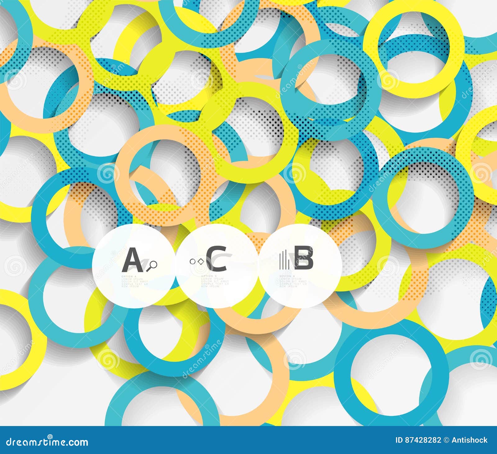 Color Rings with Shadows on Gray Abstract Background Stock Illustration ...