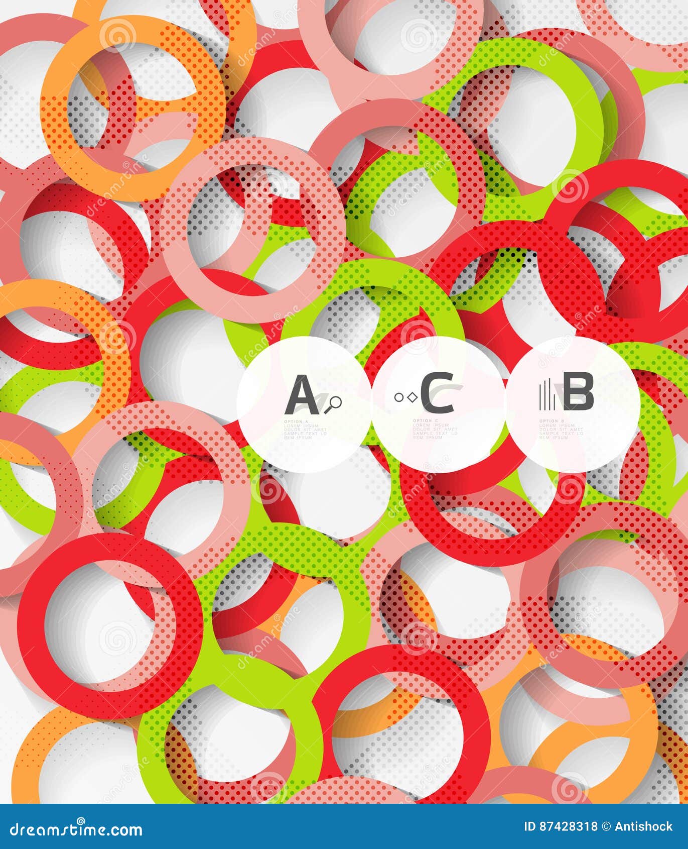 Color Rings with Shadows on Gray Abstract Background Stock Illustration ...