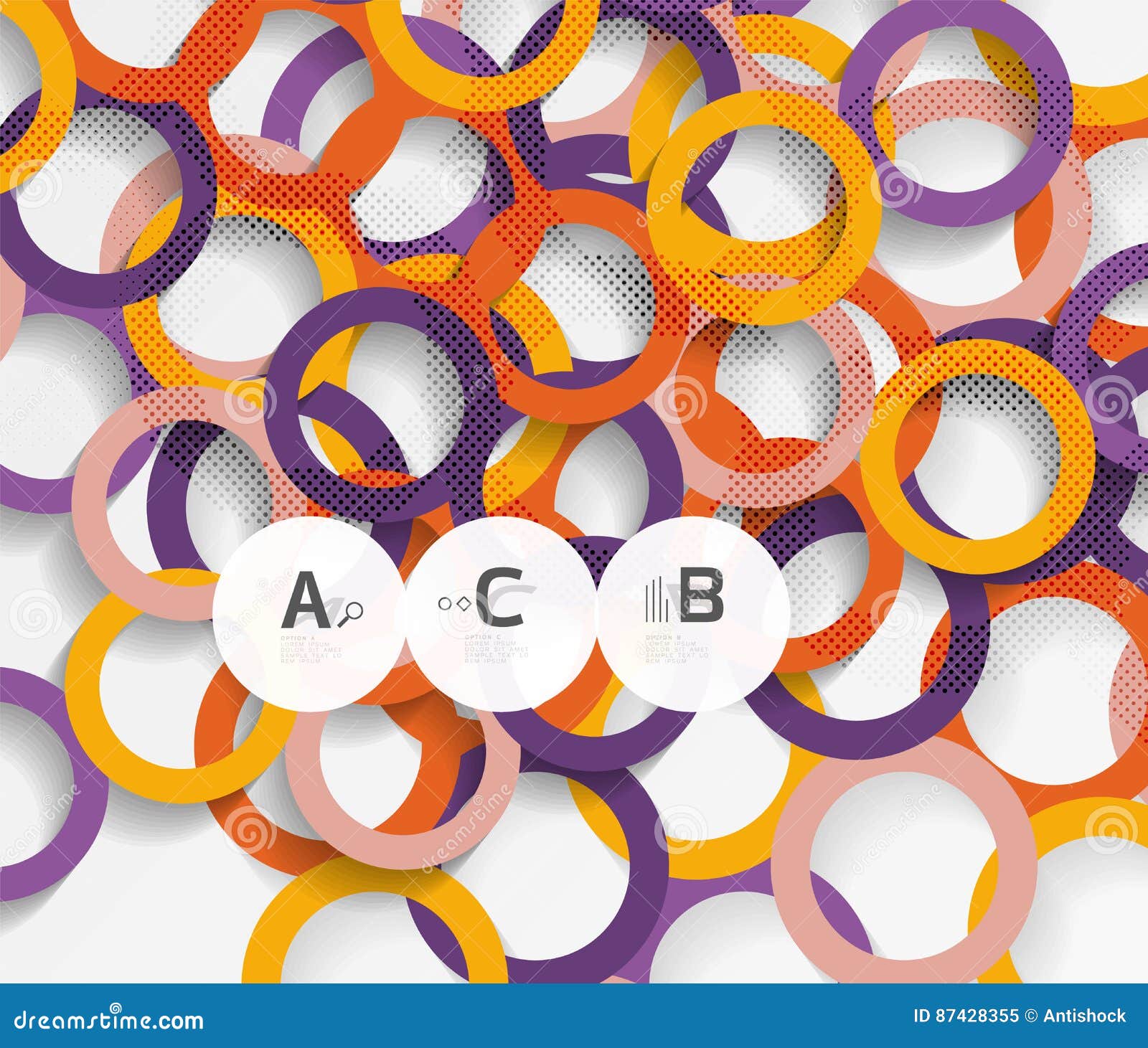 Color Rings with Shadows on Gray Abstract Background Stock Illustration ...