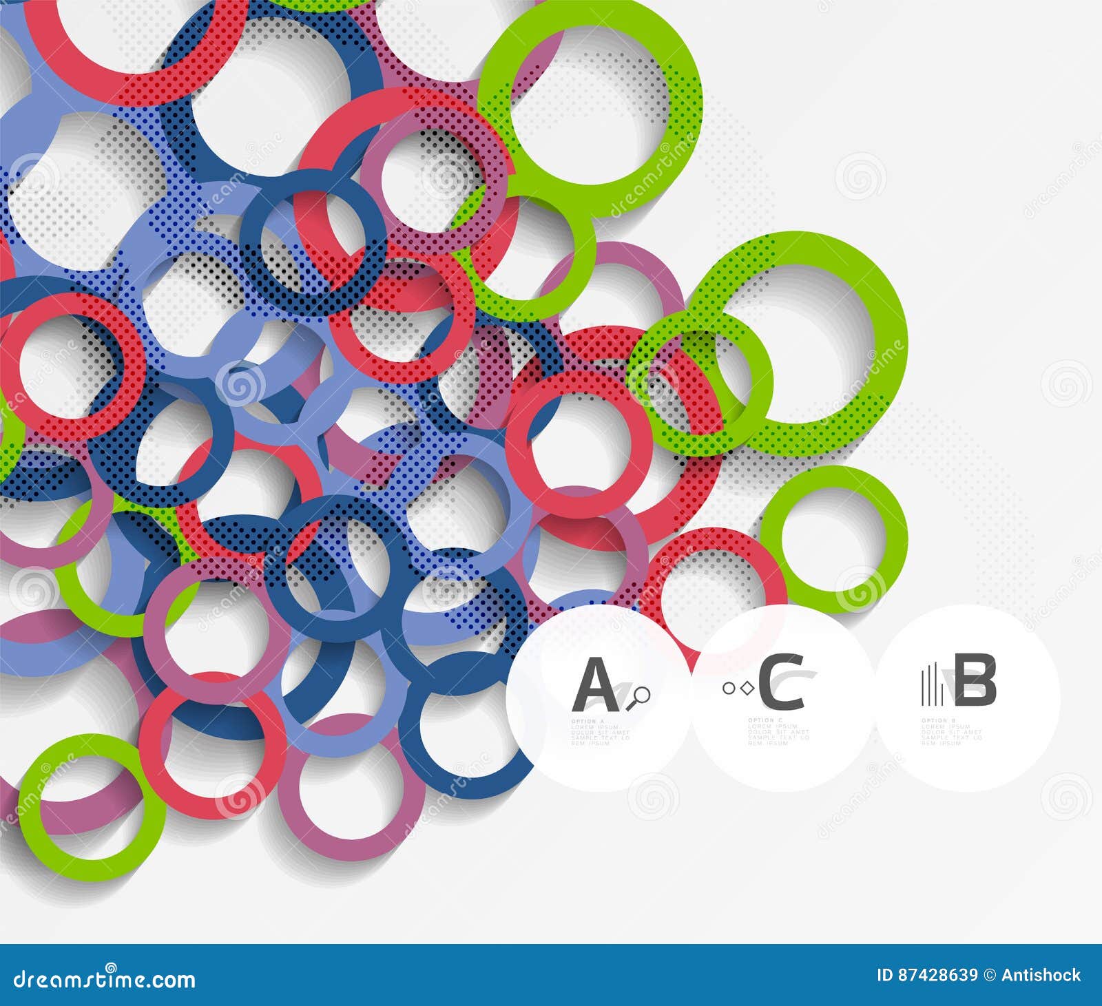 Color Rings with Shadows on Gray Abstract Background Stock Illustration ...
