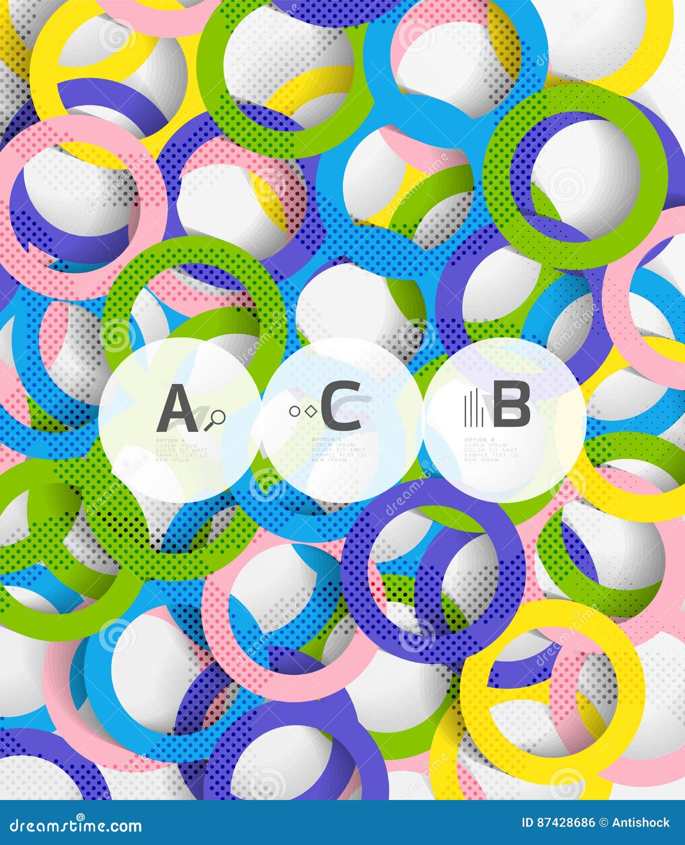 Color Rings with Shadows on Gray Abstract Background Stock Illustration ...