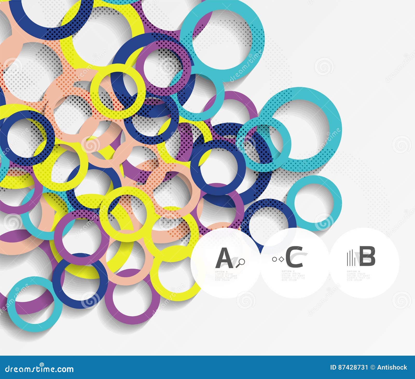 Color Rings with Shadows on Gray Abstract Background Stock Illustration ...