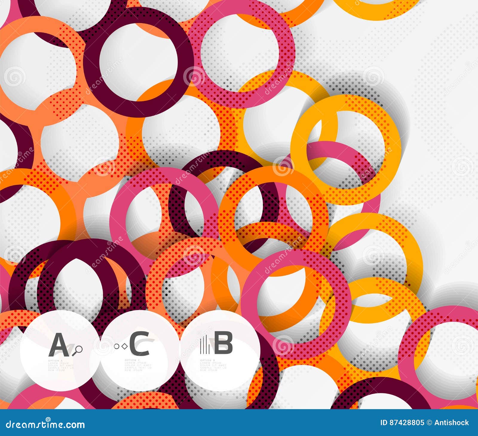 Color Rings with Shadows on Gray Abstract Background Stock Illustration ...