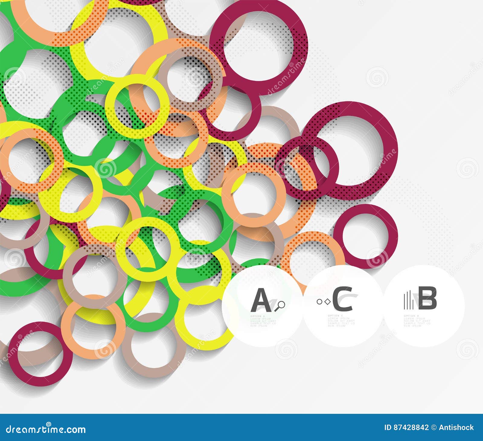 Color Rings with Shadows on Gray Abstract Background Stock Illustration ...