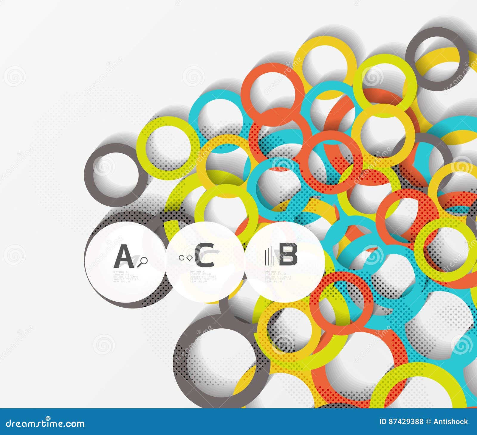 Color Rings with Shadows on Gray Abstract Background Stock Illustration ...