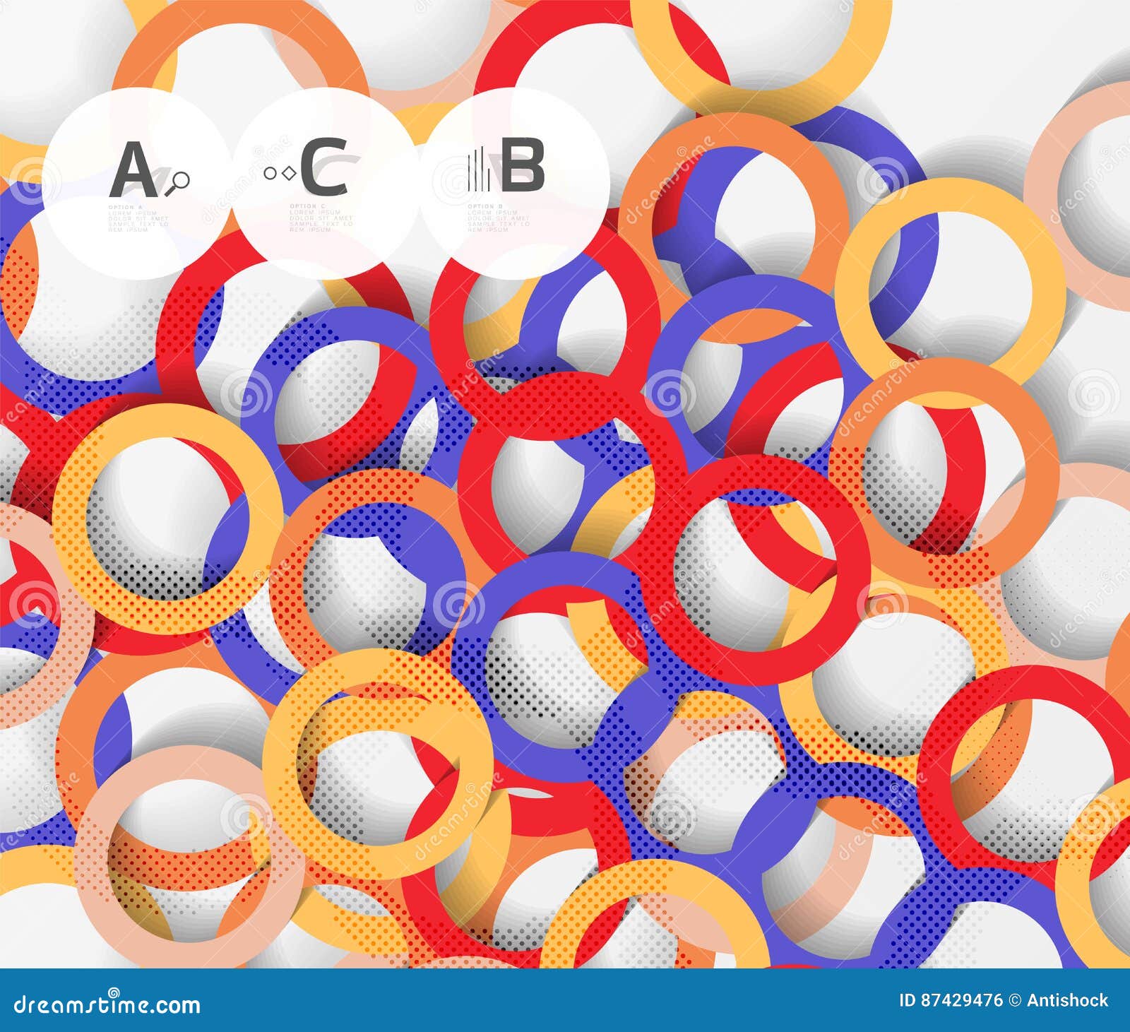 Color Rings with Shadows on Gray Abstract Background Stock Illustration ...