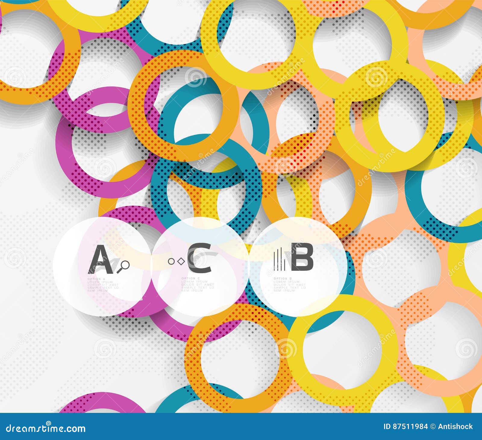 Color Rings with Shadows on Gray Abstract Background Stock Vector ...