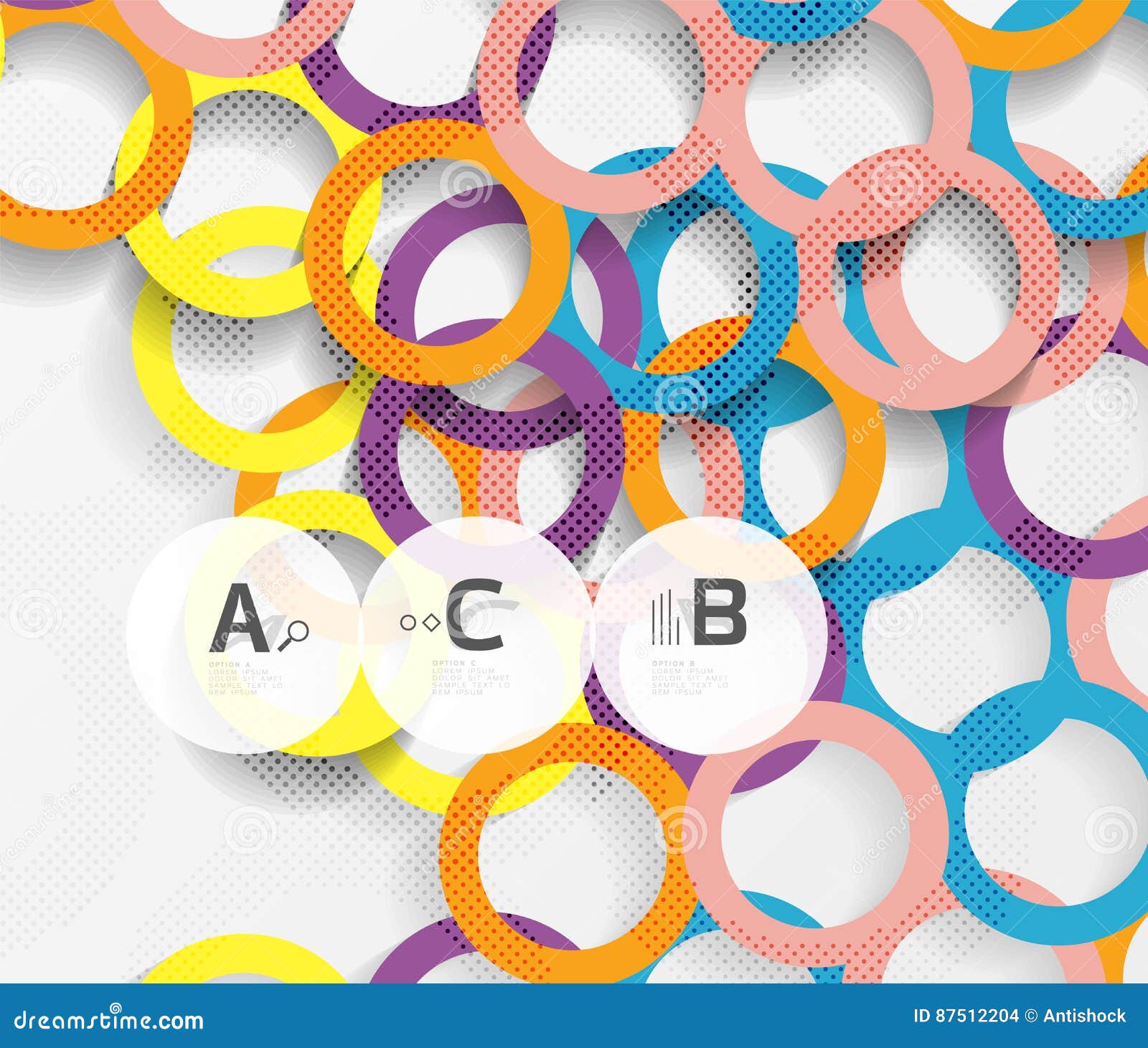 Color Rings with Shadows on Gray Abstract Background Stock Vector ...