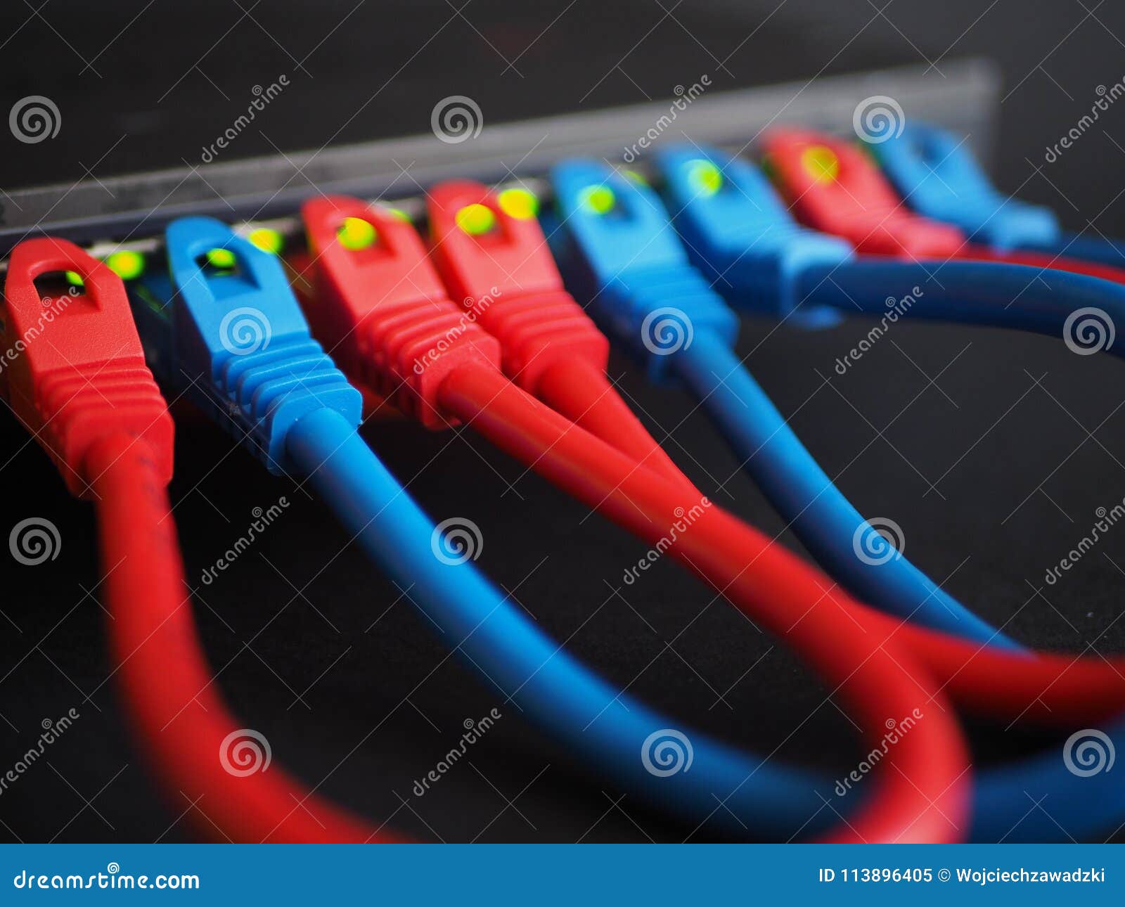 Color RJ 45 Plug in Black Switch Stock Image - Image of internet, blue ...