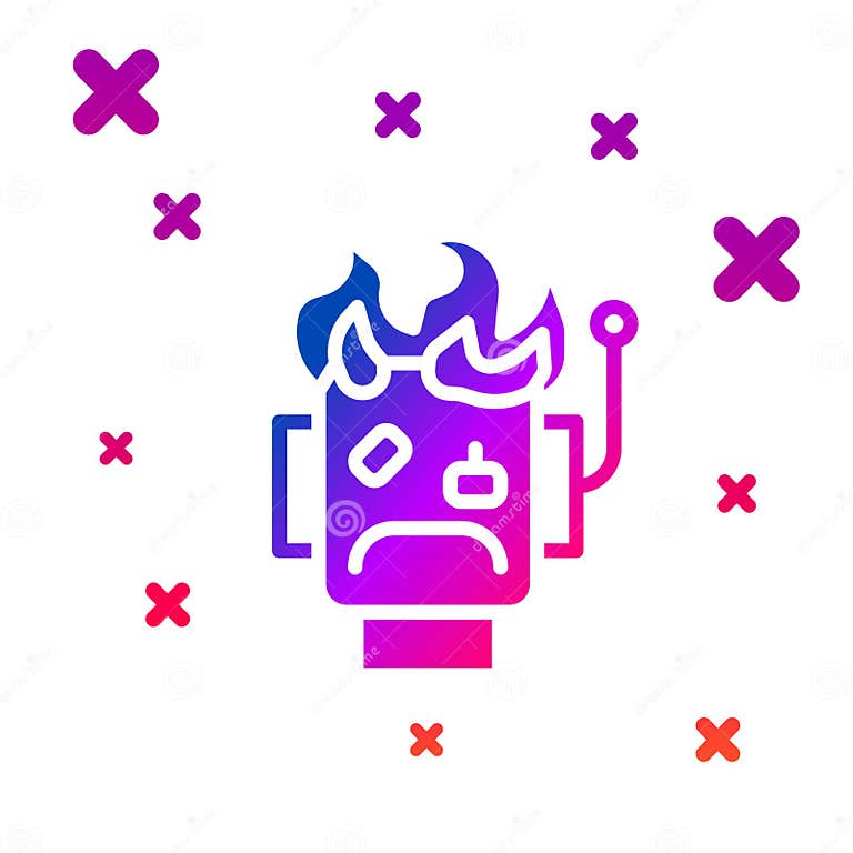 Color Robot Burned Out Icon Isolated on White Background. Gradient ...