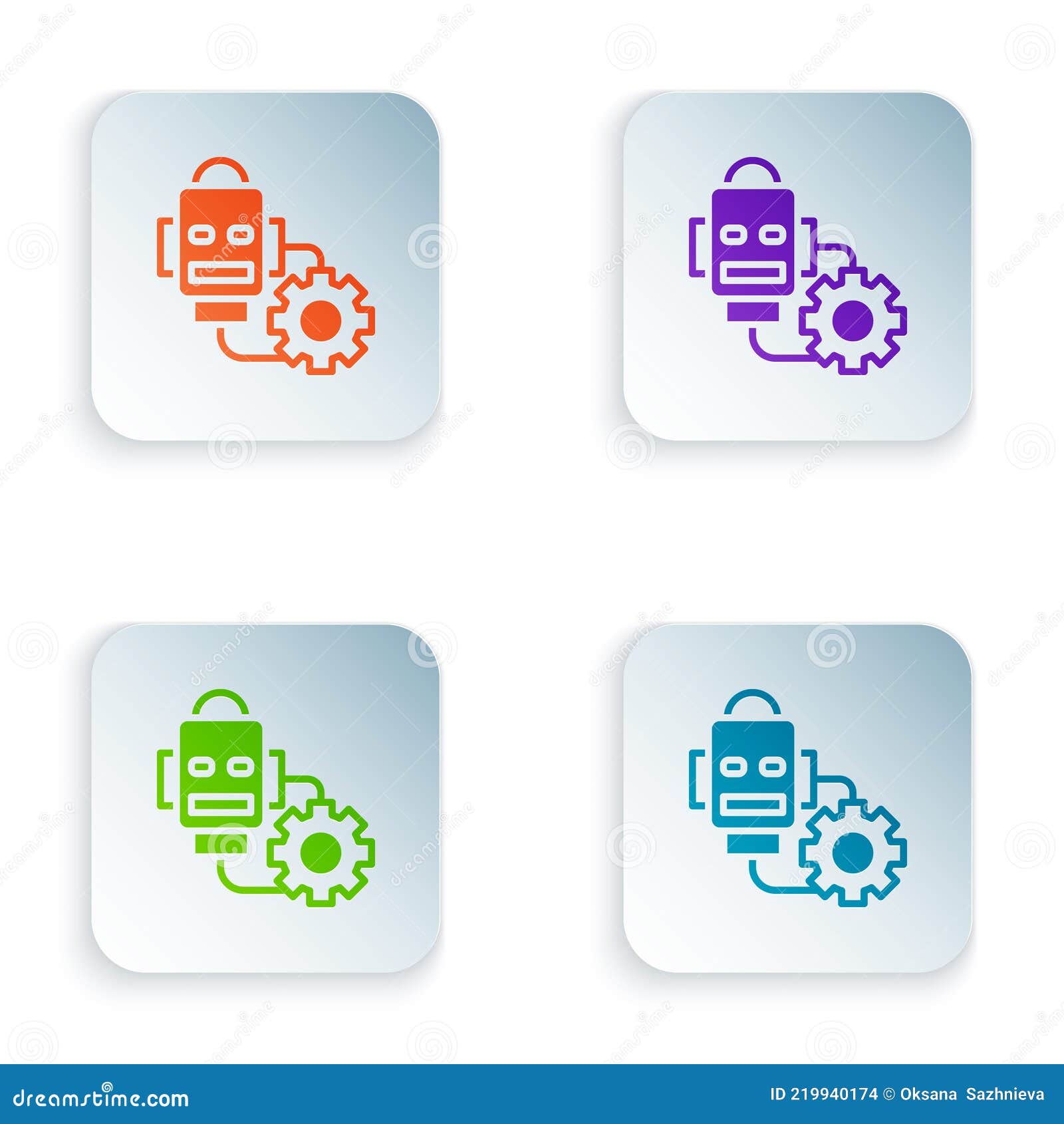 Color Robot Setting Icon Isolated on White Background. Artificial ...