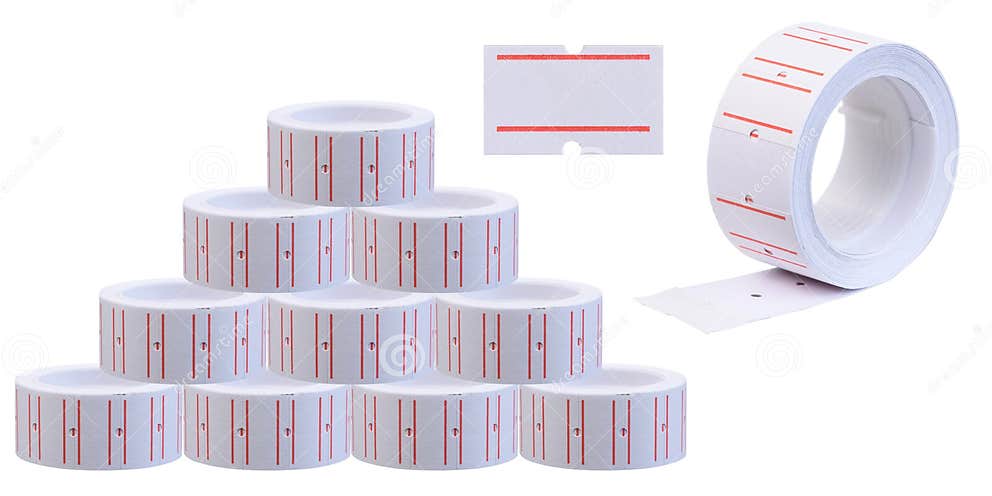 Color Roll of White Labels on an Isolated Background Stock Image ...