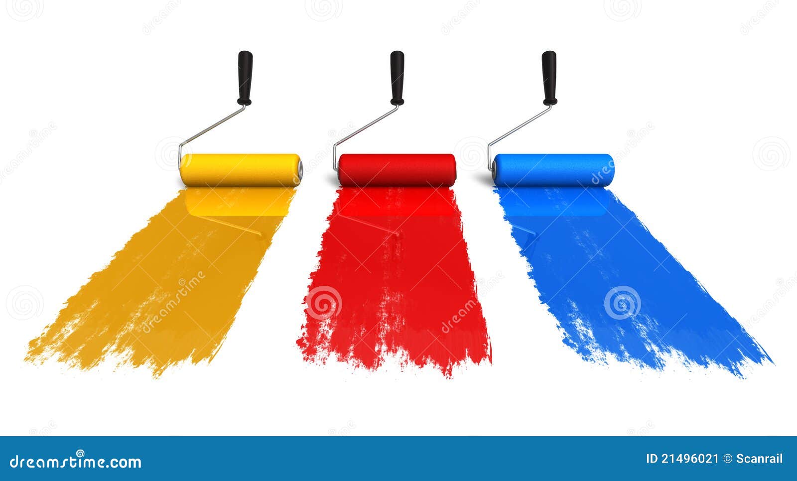 Color Roller Brushes with Trails of Paint Stock Illustration ...