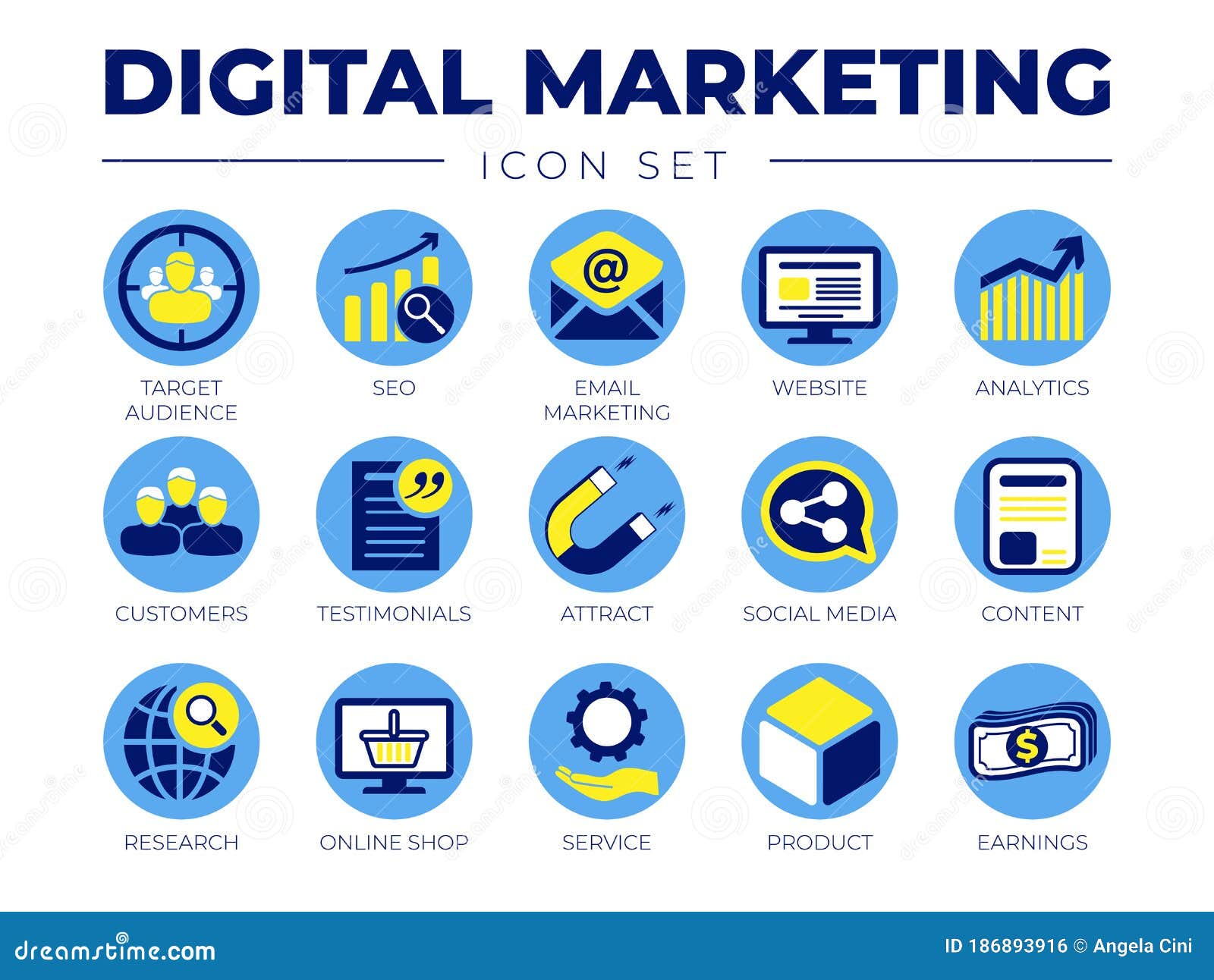 Color Round Digital Marketing Icon Set. Target Audience, SEO, Email ... Color Round Digital Marketing Icon Set. Target Audience, SEO, Email ...