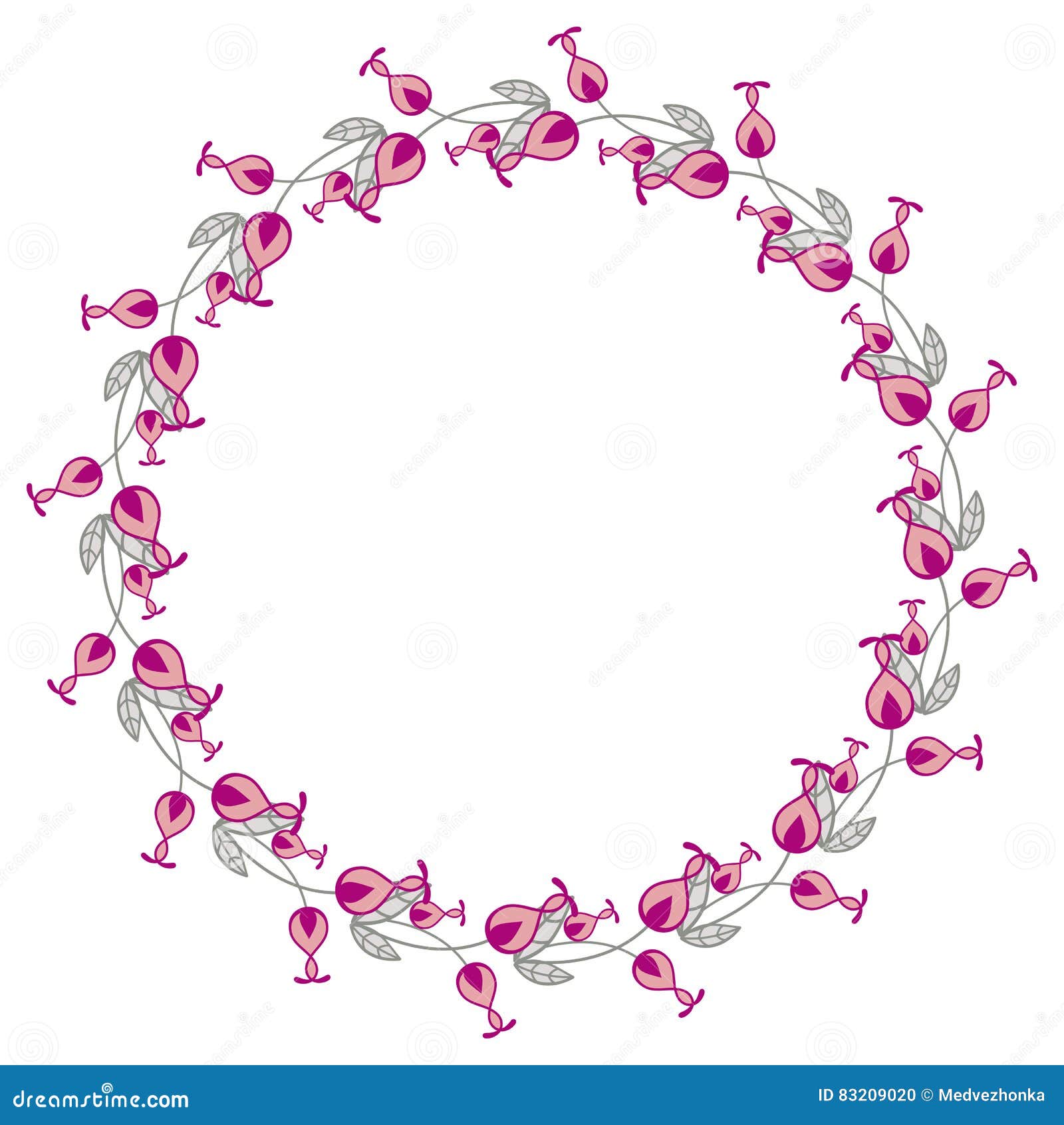 Color Round Frame with Abstract Flowers. Stock Vector - Illustration of ...