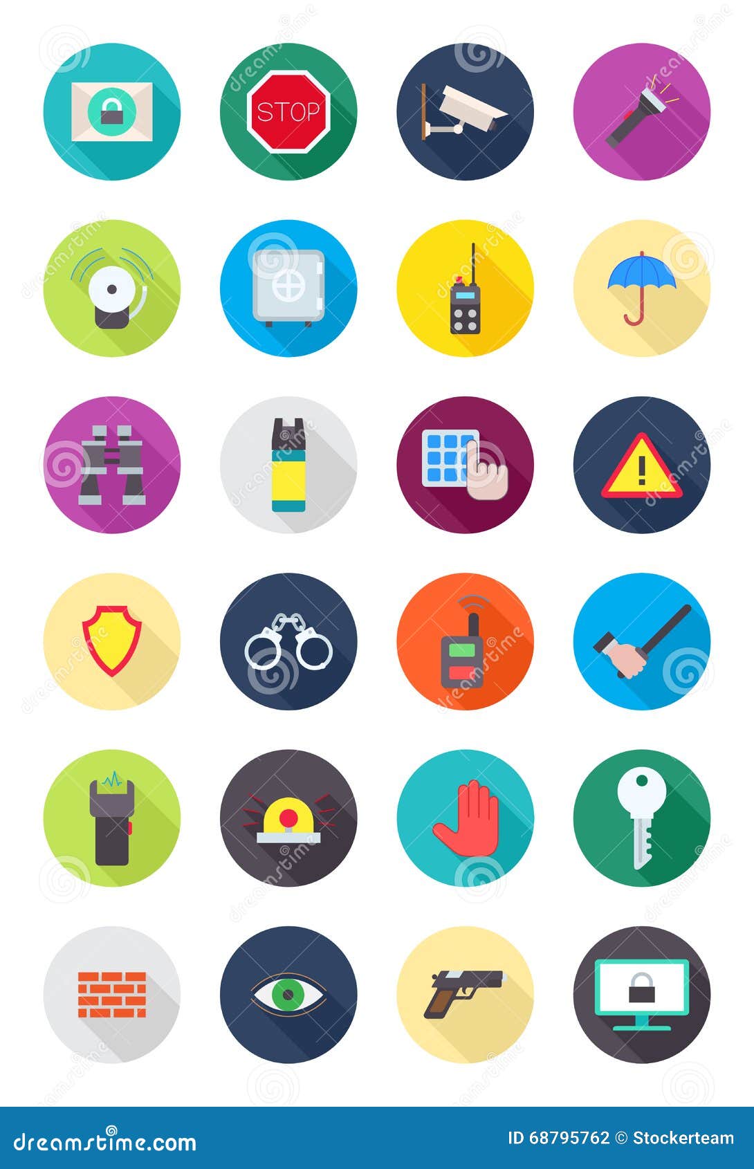 Color Round Guard Icons Set Stock Vector - Illustration of estate, icon ...