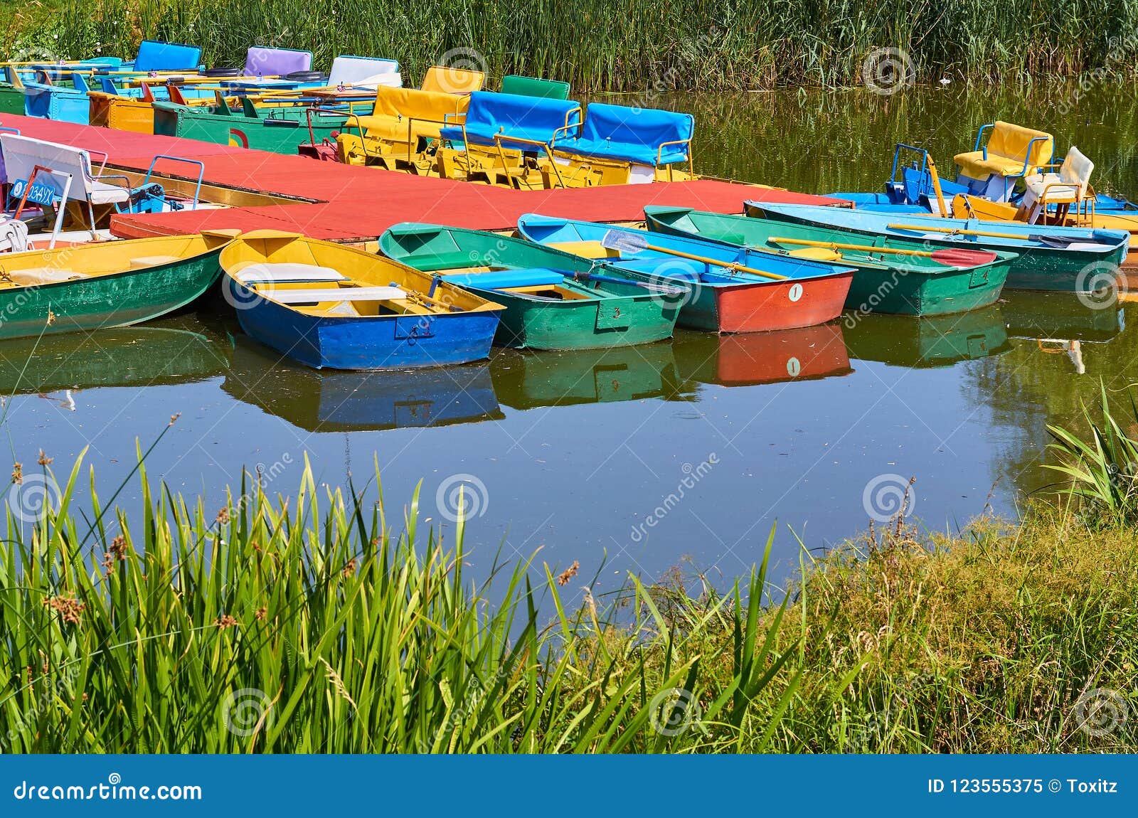 Color Row Boats at a Lake in the Park Stock Image - Image of clean ...