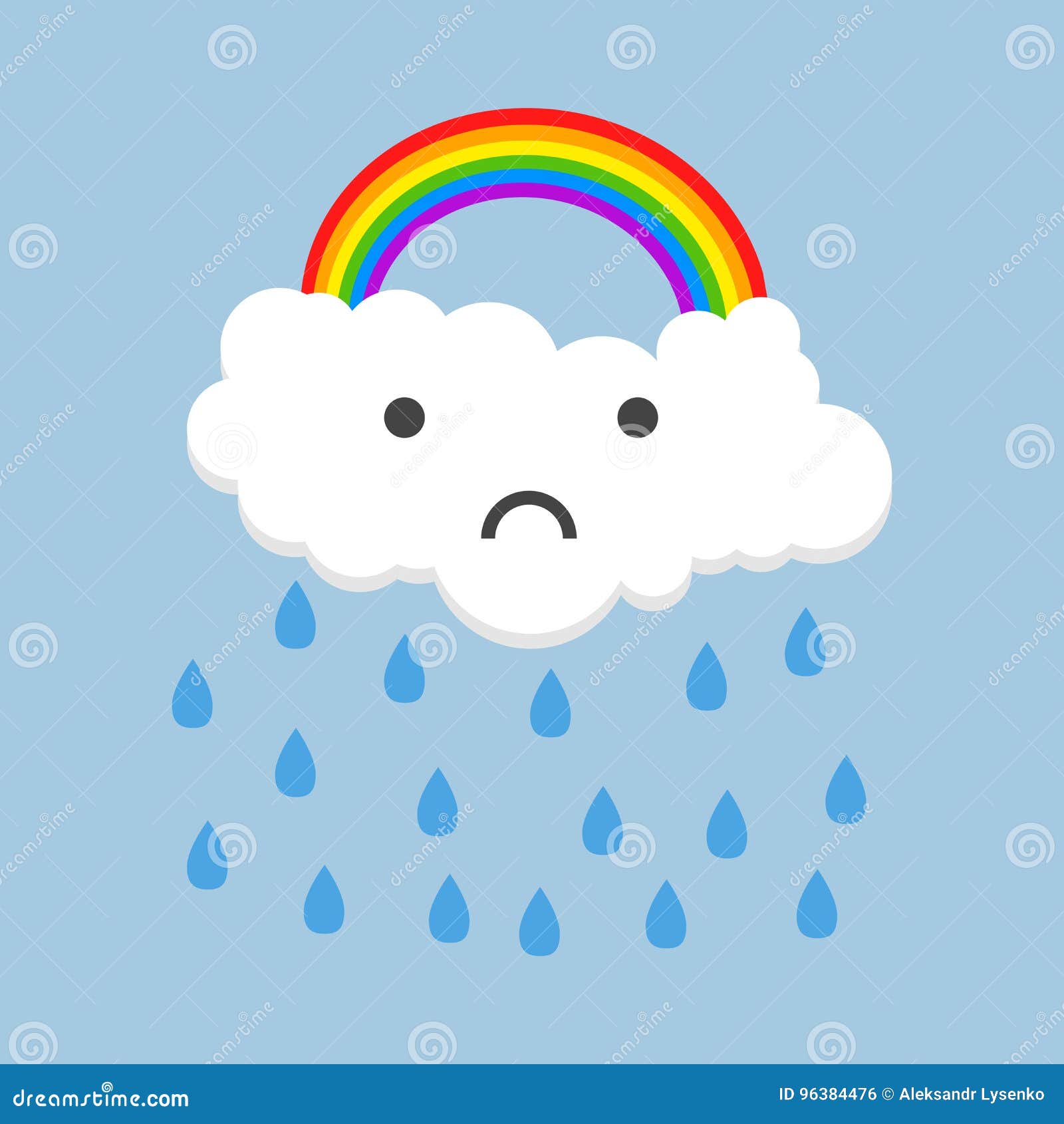 Color Sad Rainbow with Rain. Vector Illustration Stock Vector ...