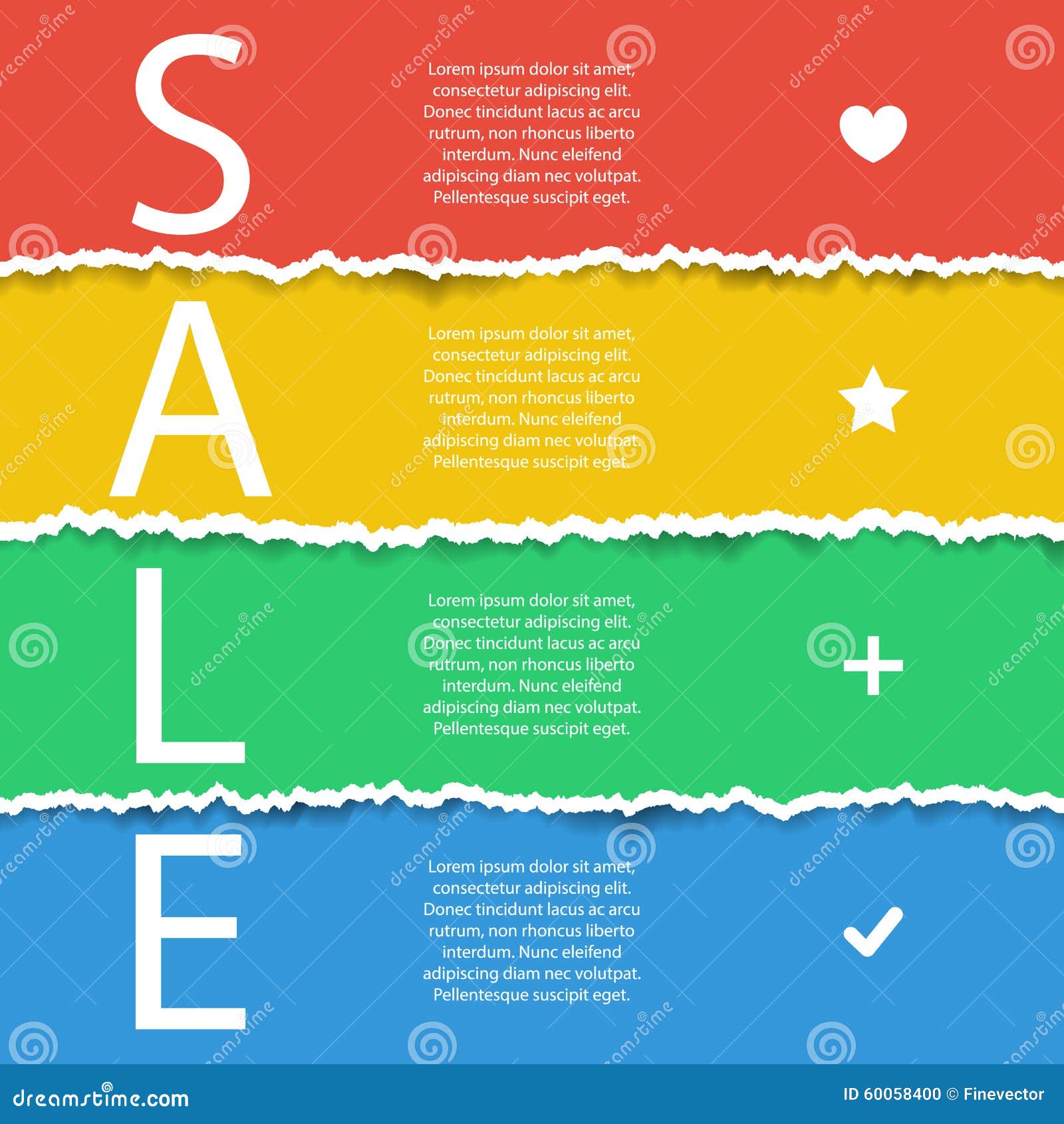 Color Sale Poster. Torn Paper Effect. Stock Vector - Illustration of ...