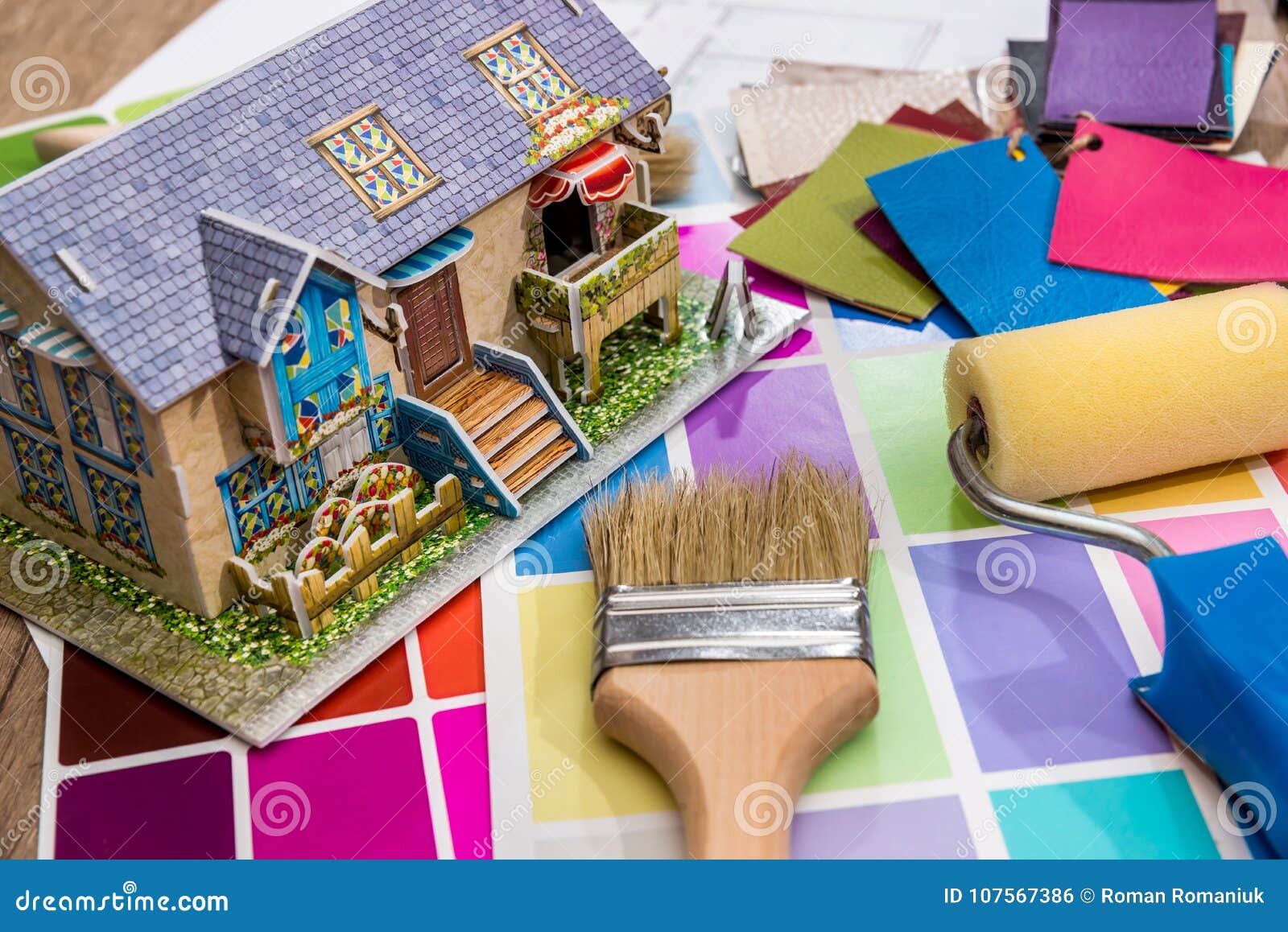 Color Sampler with House Plan Stock Photo - Image of samples, home ...