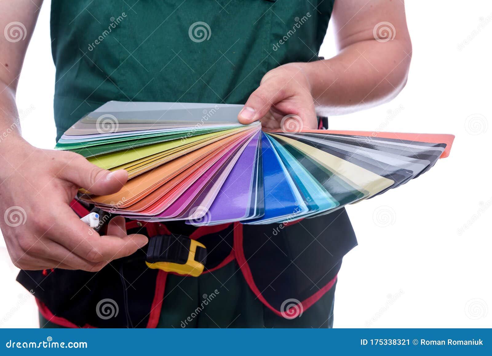 Color Sampler in Male Hands Isolated on White Stock Image - Image of ...
