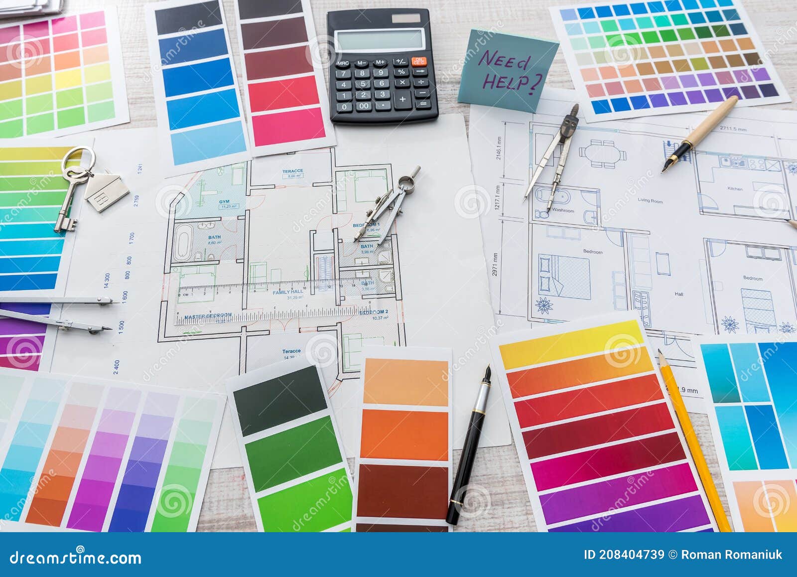 Color Samples and Blueprint As Architecture, Interior Design and ...