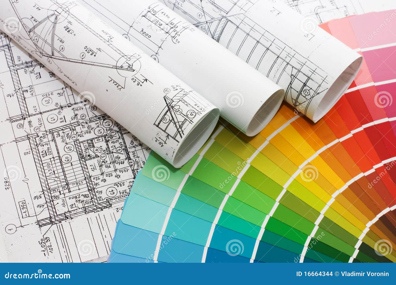 Color Samples for Selection with House Plan Stock Photo - Image of ...