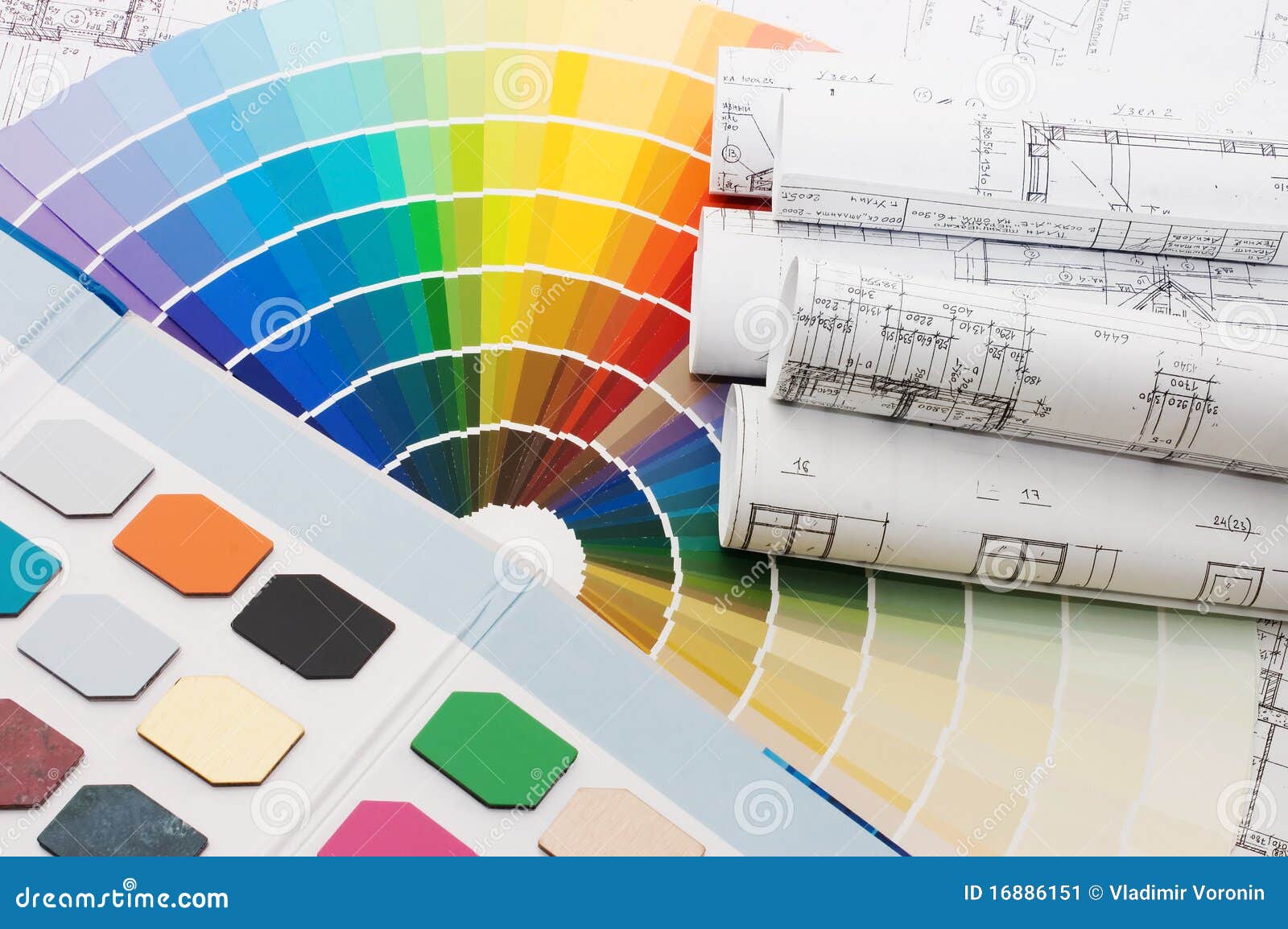 Color Samples for Selection with House Plan Stock Image - Image of ...