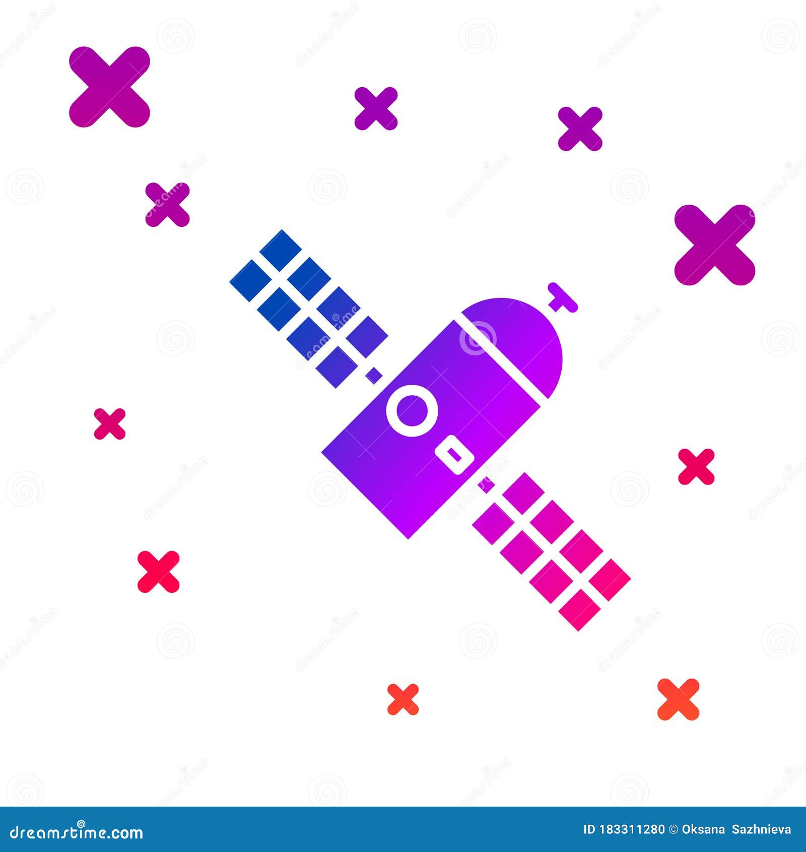 Color Satellite Icon Isolated on White Background. Gradient Random ...