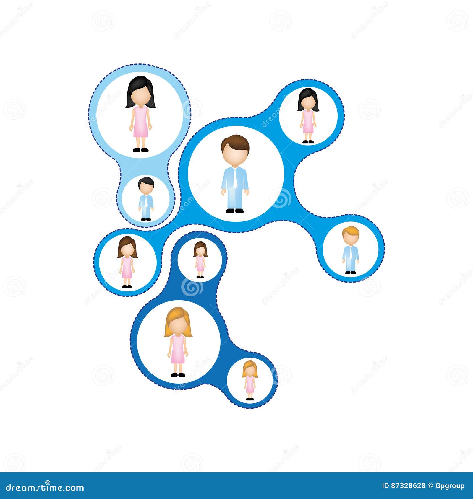 Color Schematic Figure with Faceless Working Group Stock Illustration ...